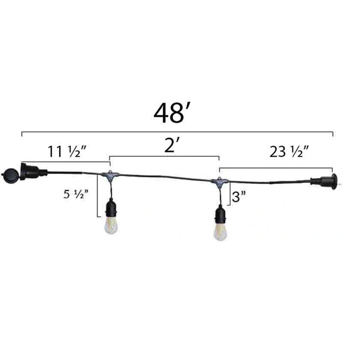 Williston Forge Abrego Outdoor 24 - Bulb 48'' Plug-in String Light ...
