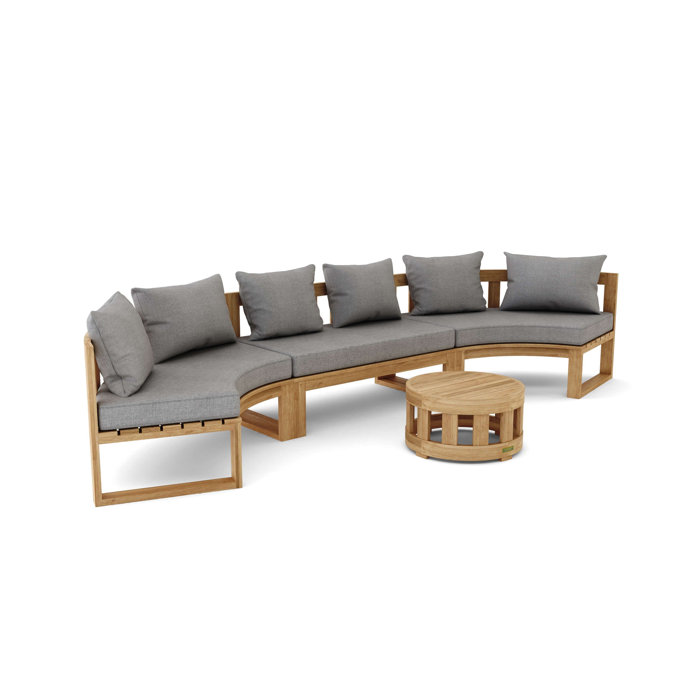 Anderson Teak Circular Modular 4 Piece Teak Sunbrella Sectional Seating ...