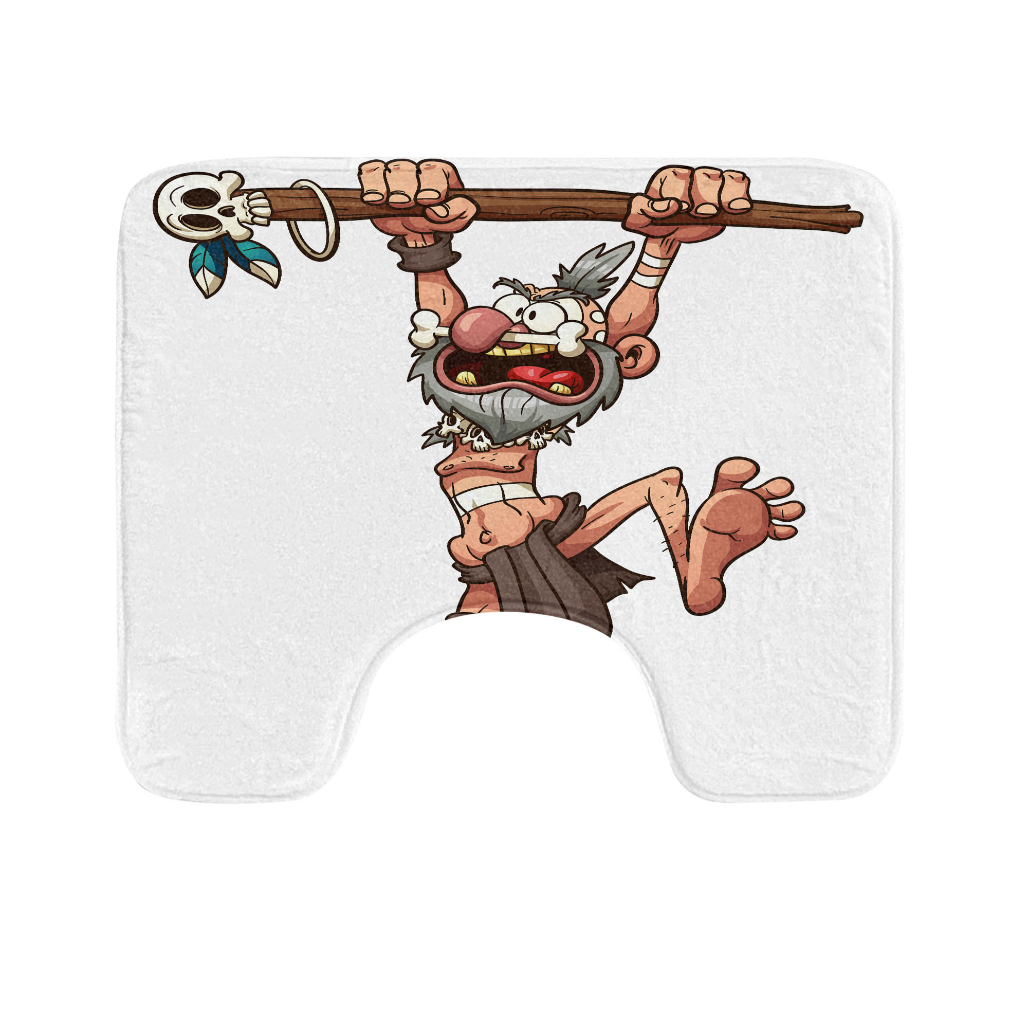 Dakota Fields Skull Toilet Mat U-Shape Bathroom Rug 20" White and Brown ...