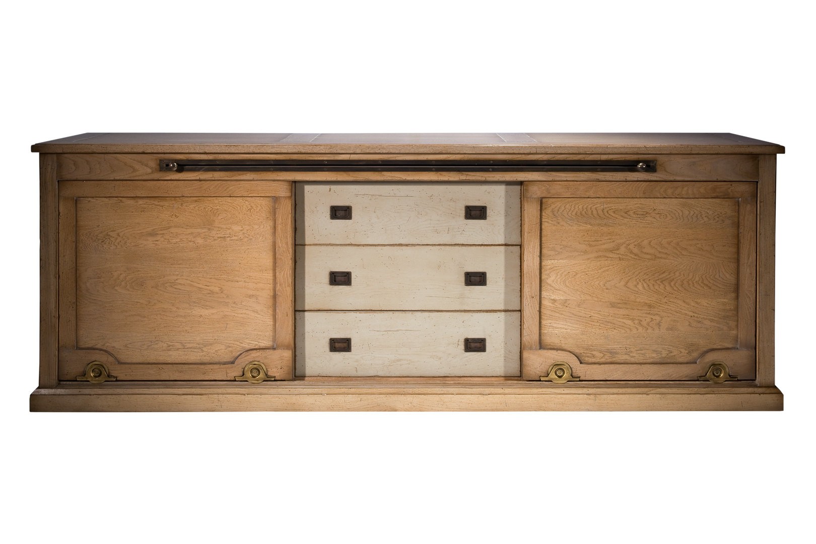 Michel Ferrand Horloger 98.4" Wide 3 Drawer Oak Wood Credenza - Wayfair ...