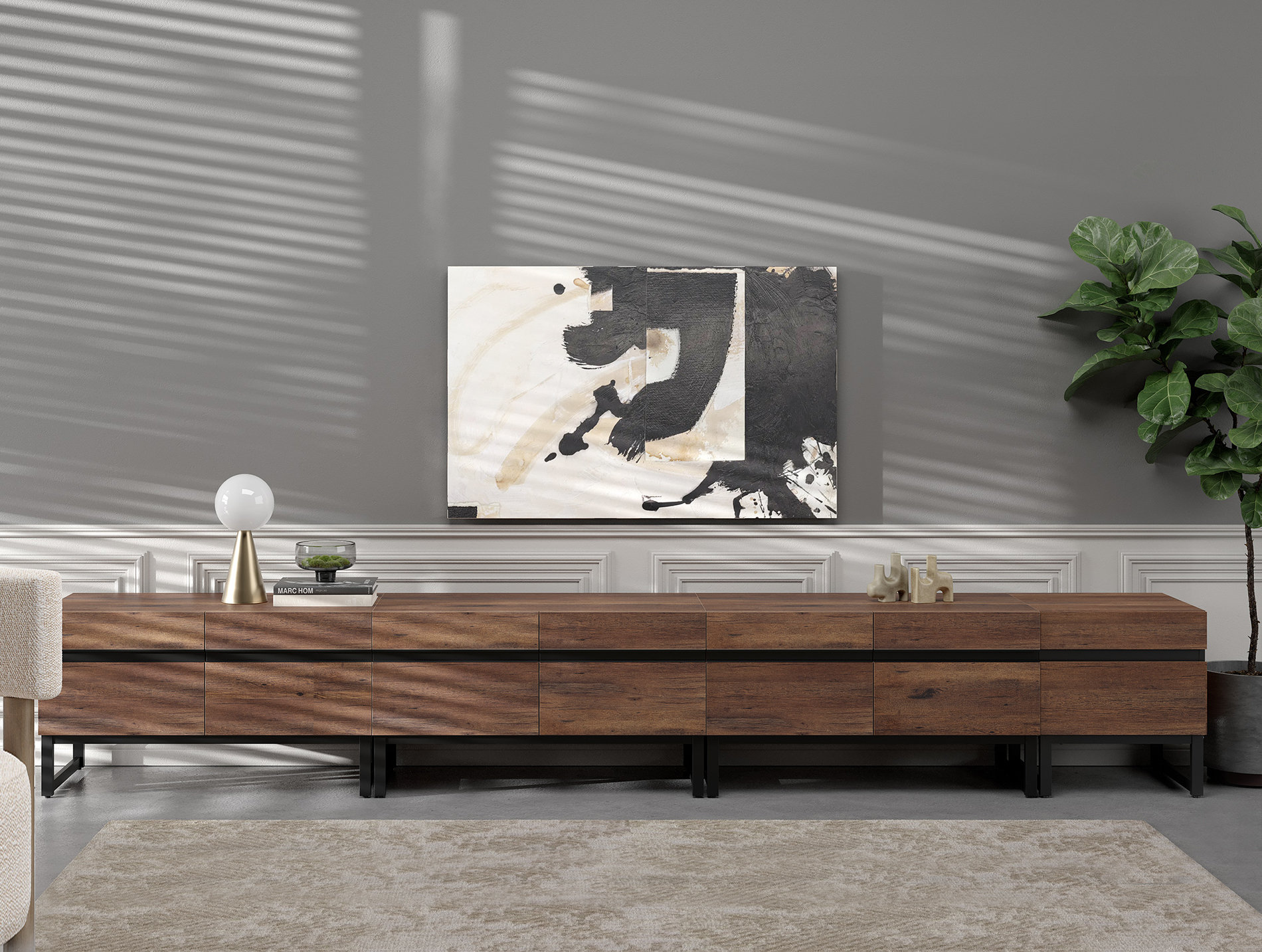 17 Stories Modern TV Stand, 4 In 1 Entertainment Center TV Console With ...