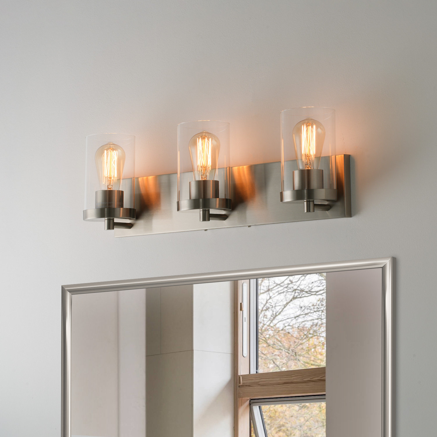 Ebern Designs Luminaire de meuble-lavabo avec abat-jour en verre ...