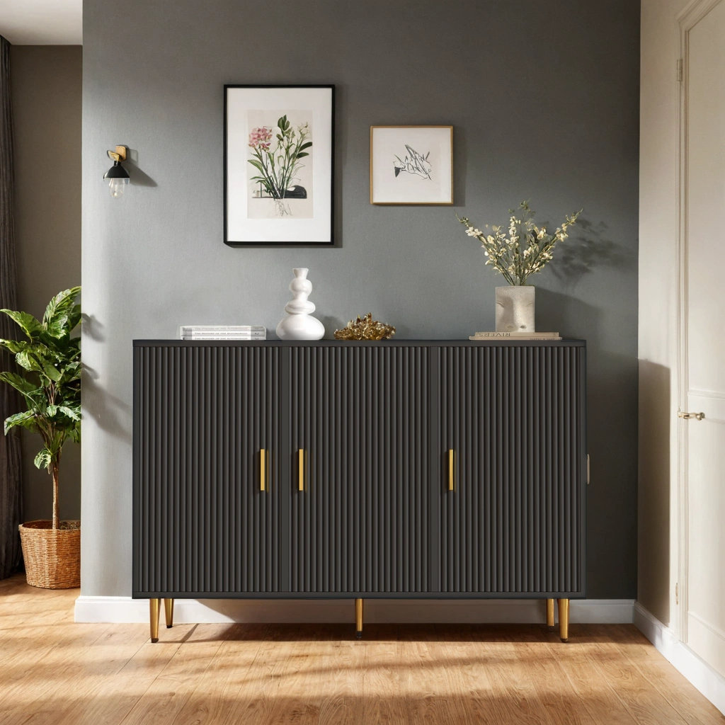 Mercer41 Sideboard Buffet Cabinet, Accent Coffee Bar Cabinet With 3 ...