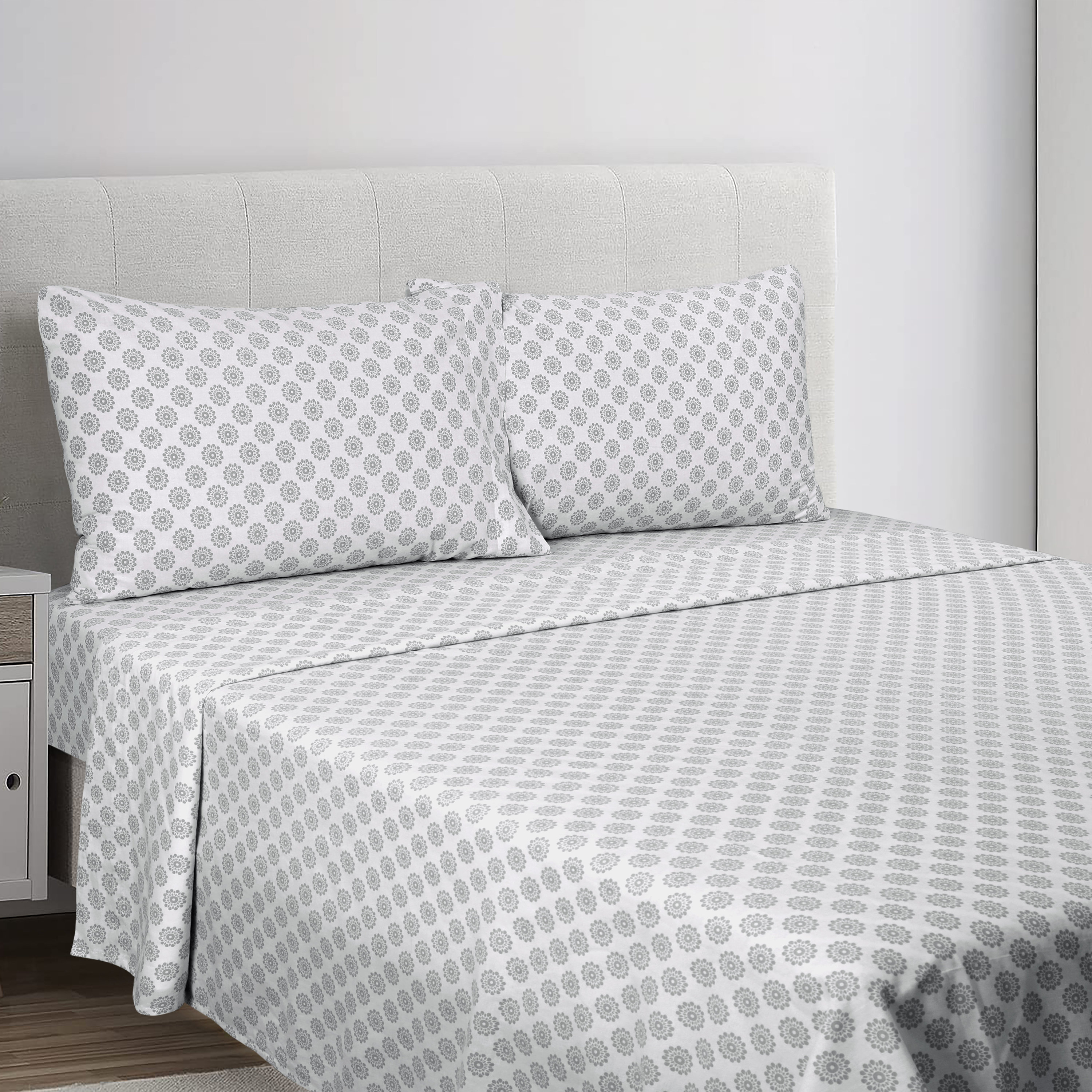 Enviohome 144 Thread Count Geometric 100% Cotton Sateen Sheet Set ...