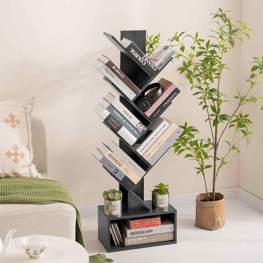 Latitude Run® Tree Bookshelf - 6 Shelf Retro Floor Standing Bookcase ...