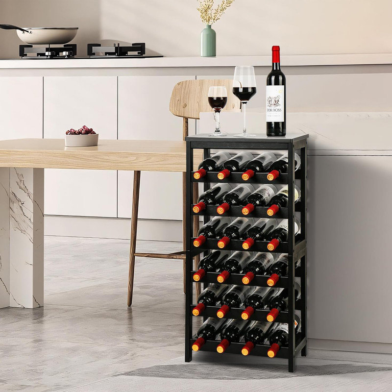 Loon Peak Wine Rack Freestanding Floor,6 Tier Bamboo Wine Storage ...