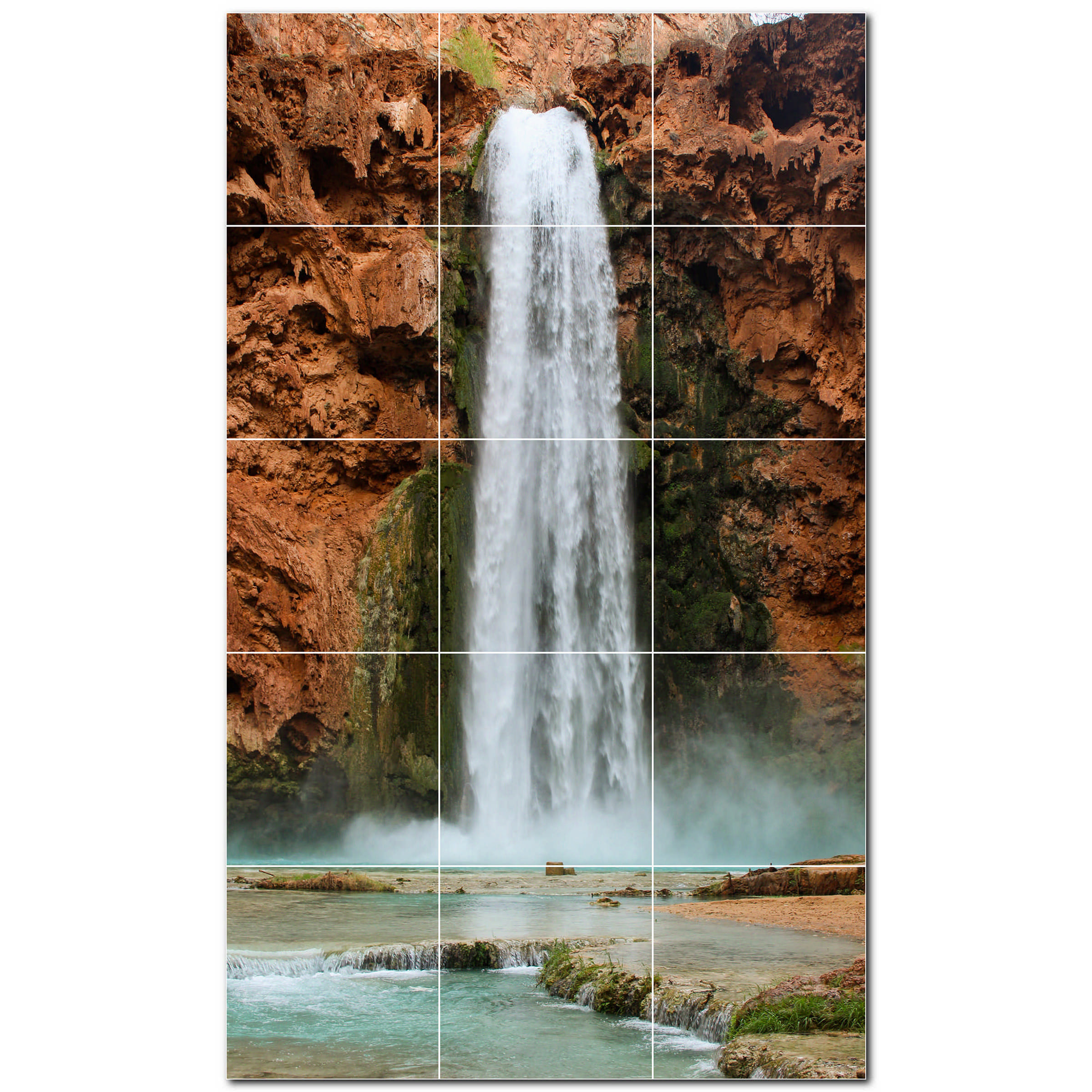 Picture-Tiles.com 36" x 60" Ceramic Waterfalls Photo Decorative Mural ...