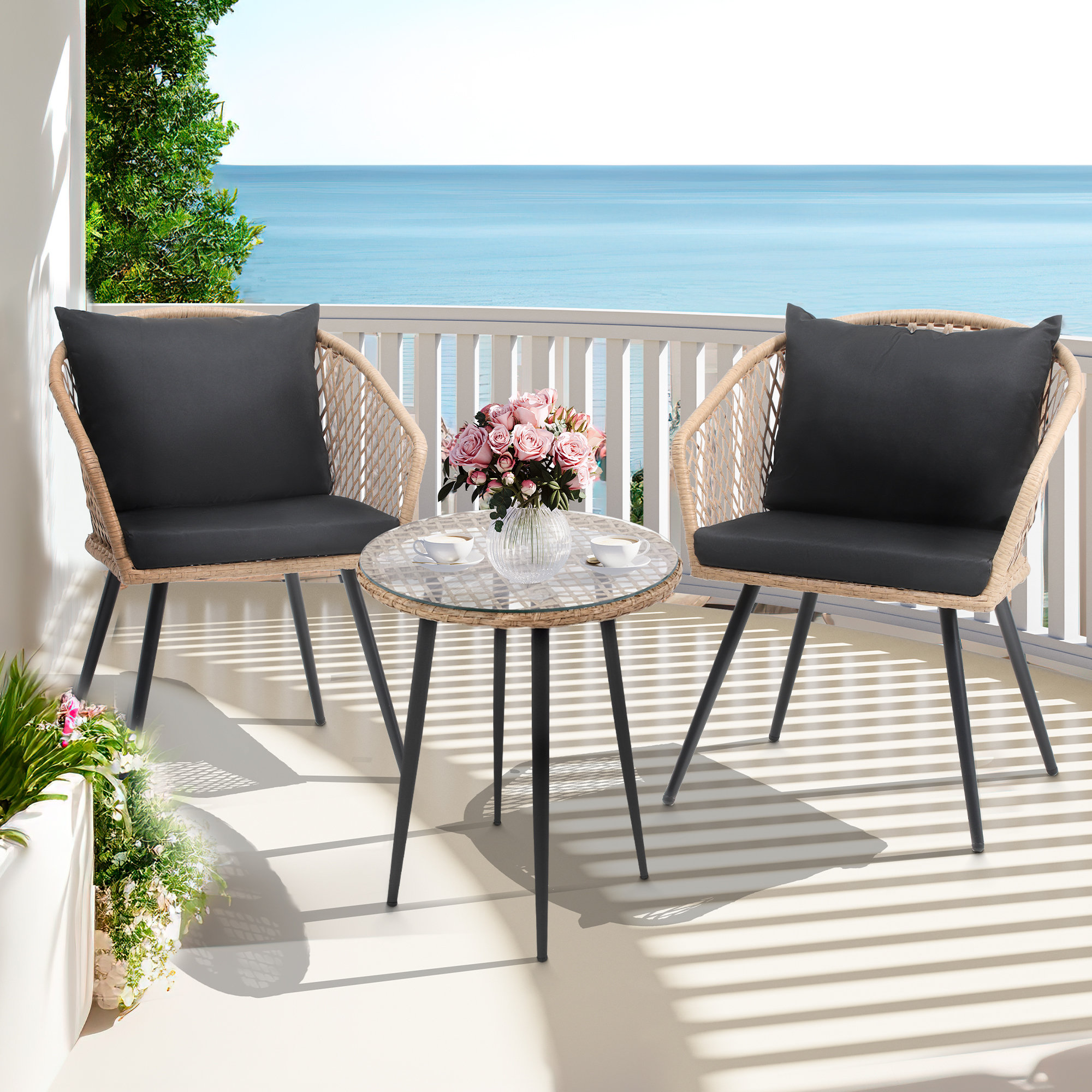 Bay Isle Home™ Altarik Round 2 - Person 20'' L Outdoor Restaurant ...
