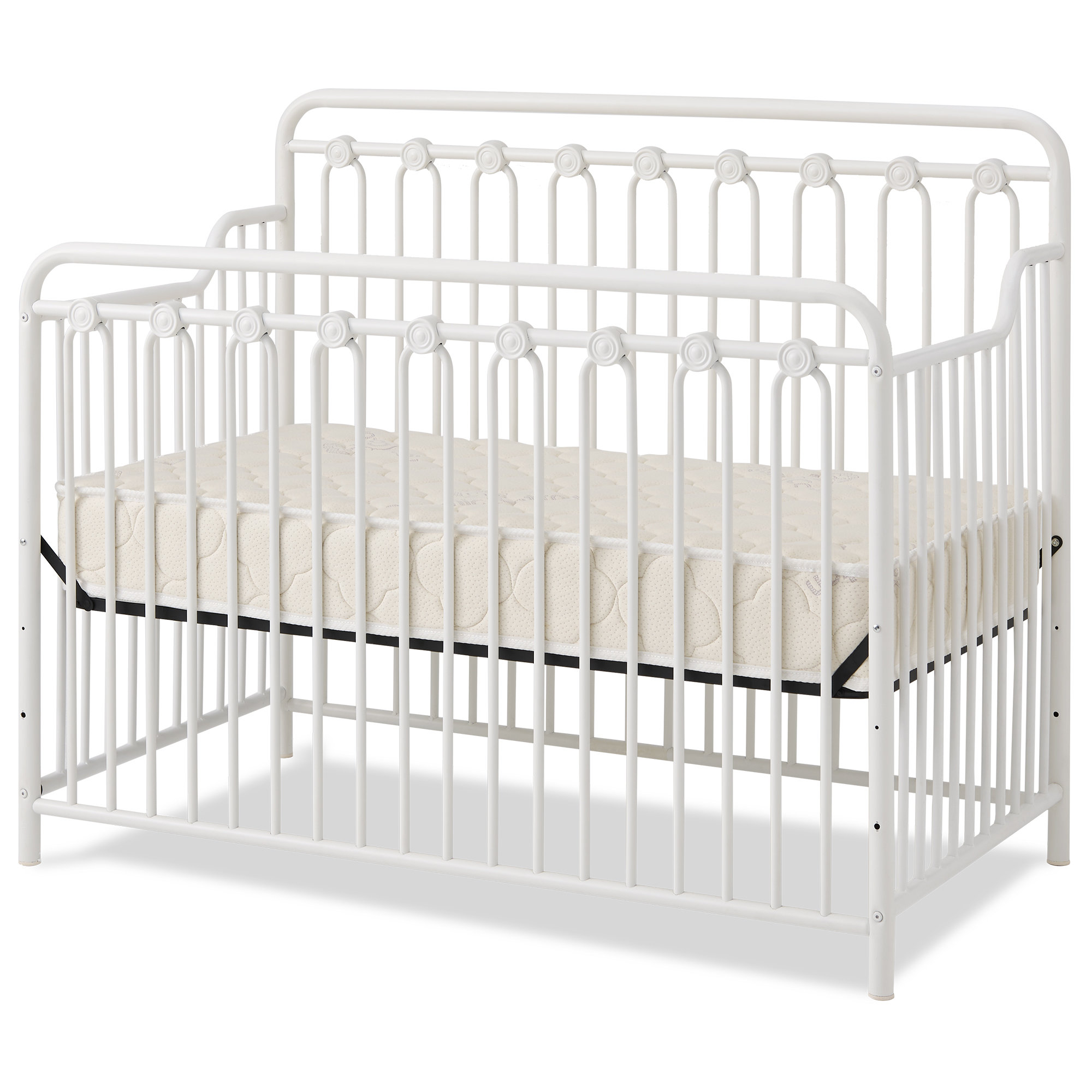 Harriet Bee Baldwin 4 In 1 Convertible Metal Crib In Alabaster | Wayfair