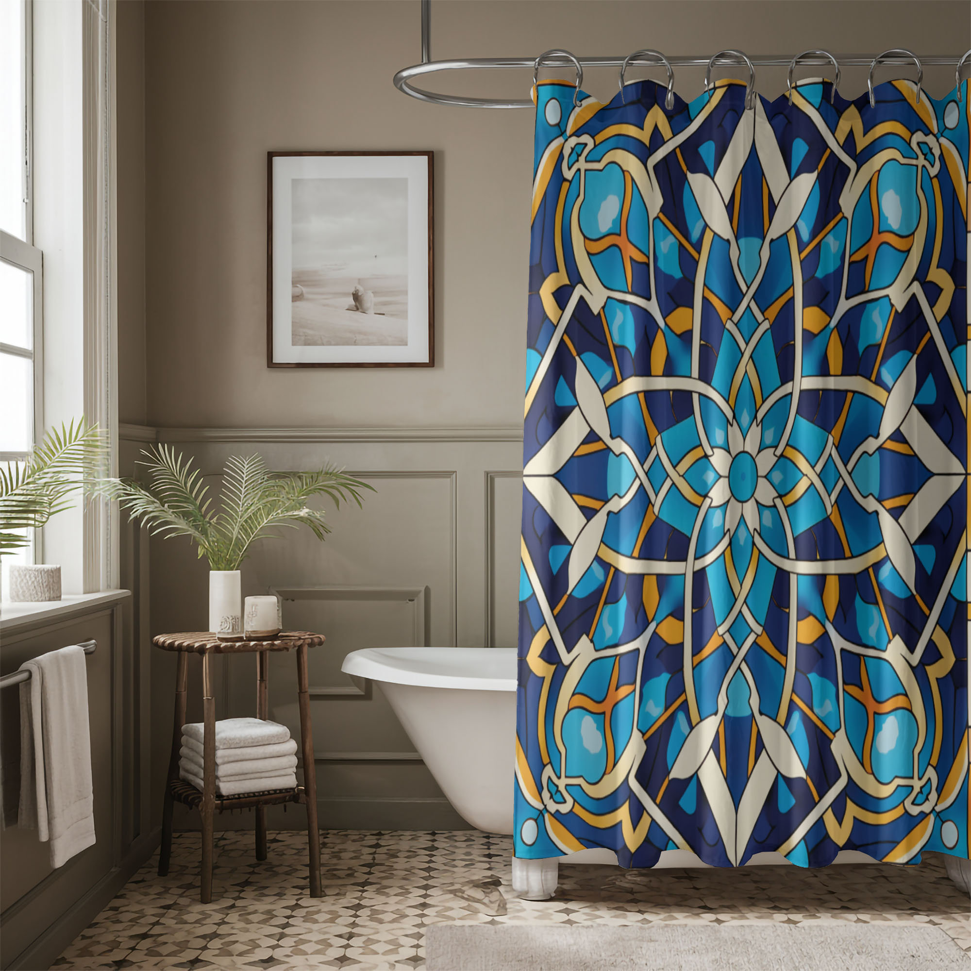 East Urban Home Arabic Tile Design Templates - 1 Piece Standard Shower ...