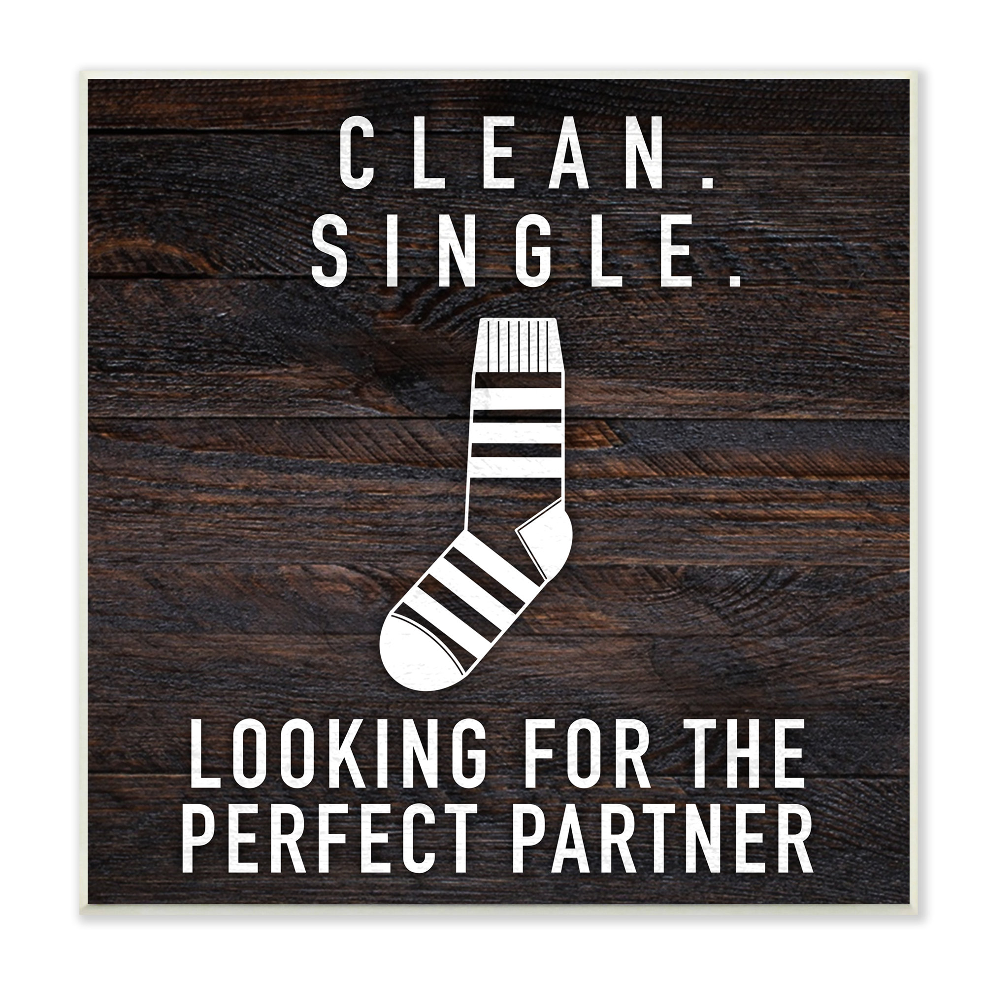 Stupell Industries Humorous Single Sock Laundry Sign Grain Pattern by ...