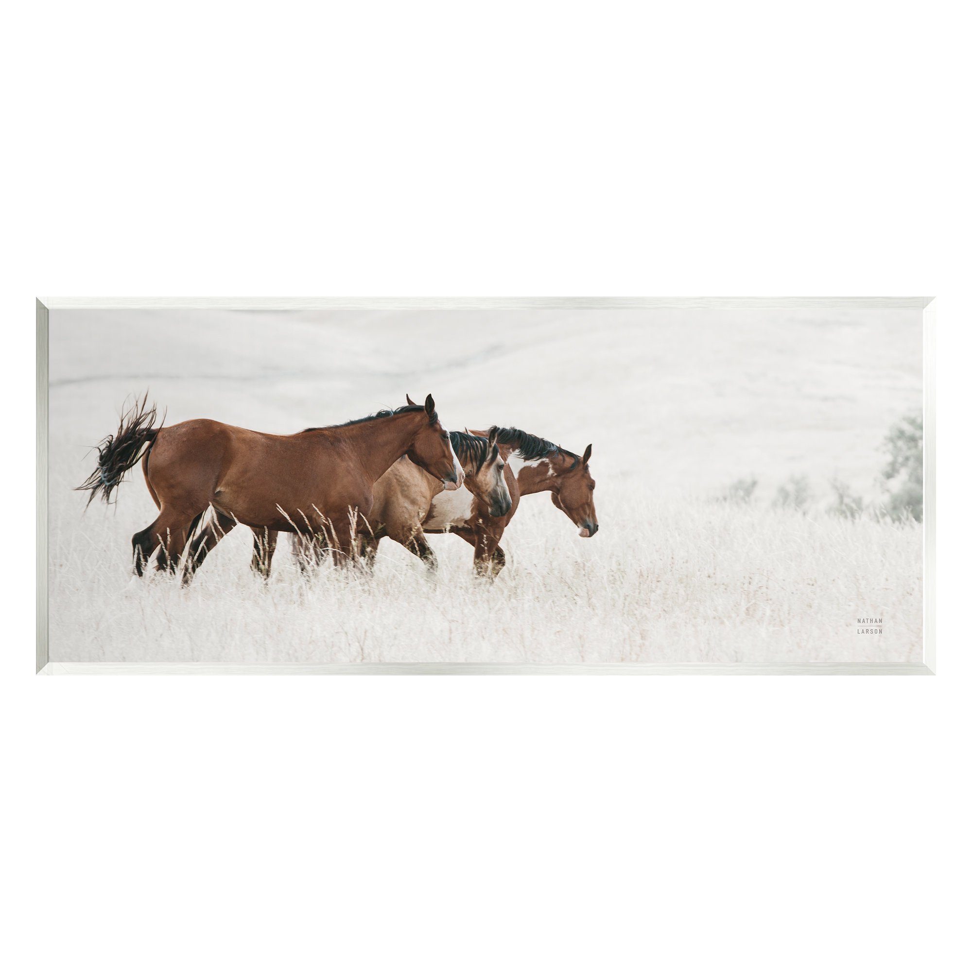 Stupell Industries Ax-150-Wood Trotting Horses Landscape On MDF by ...