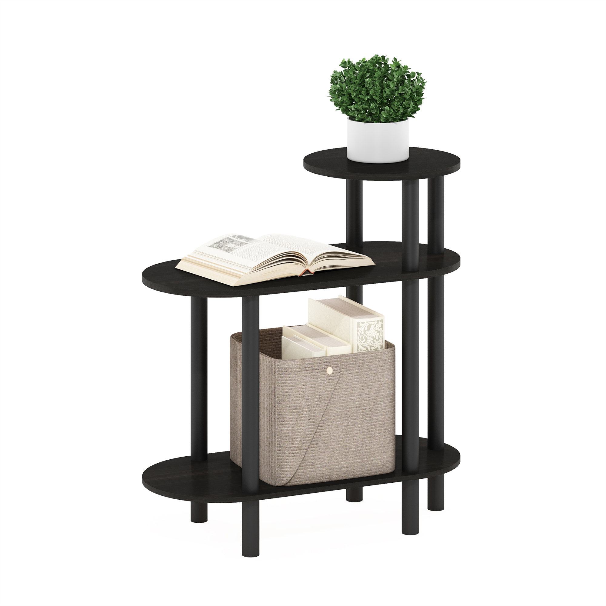 Ebern Designs Table d'appoint, table de bout avec tablettes ouvertes ...