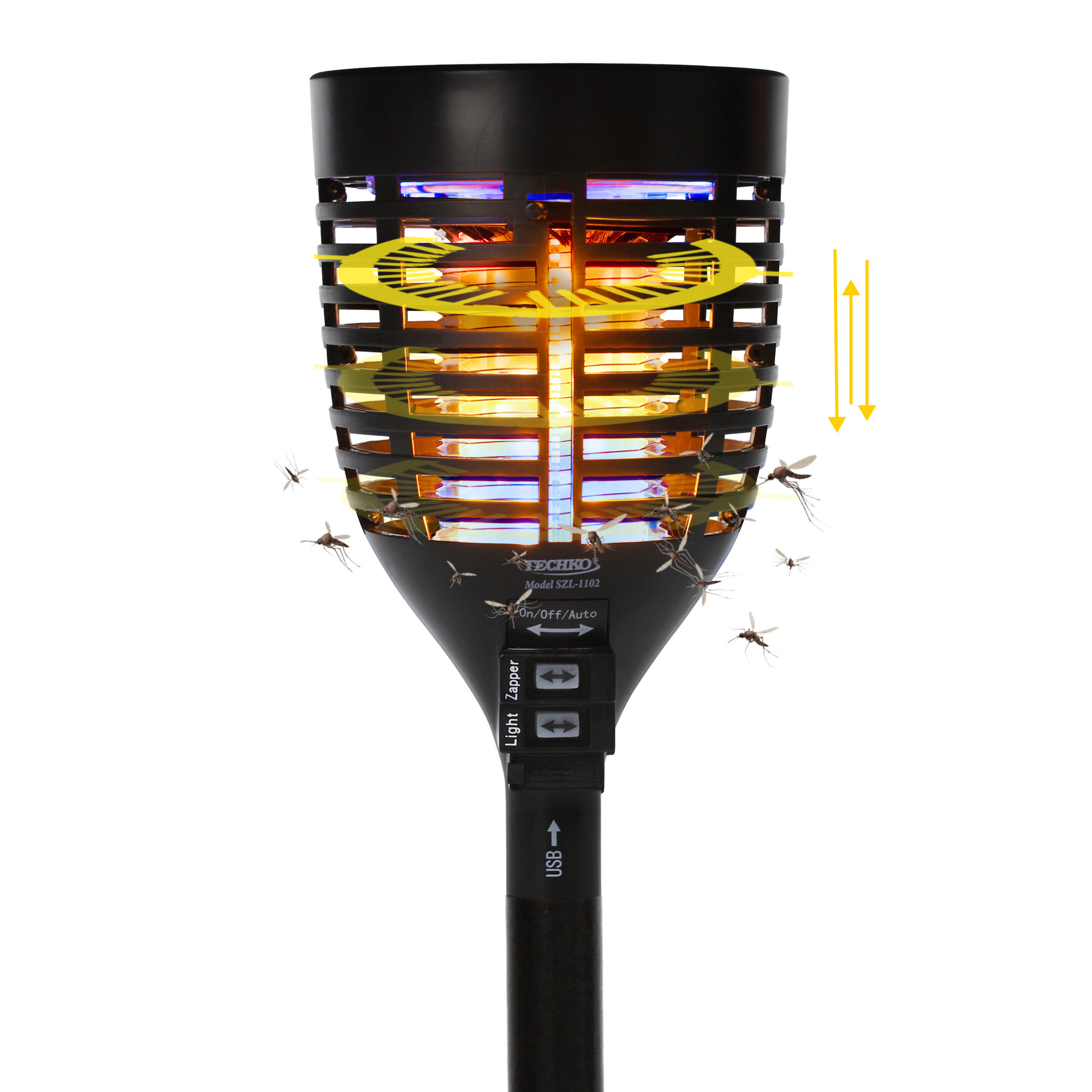 Techko Solar Bug Zapper Torch with 360º Easy-Clean Brush & Reviews ...