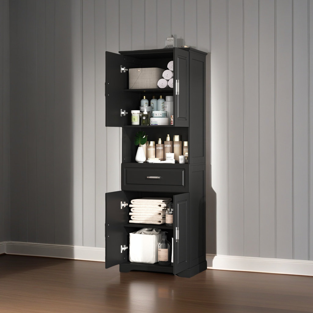 Wildon Home® Tall Bathroom Cabinet With Four Doors, Large Storage Space ...
