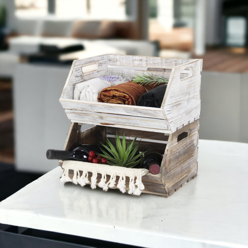 Millwood Pines Slat Stackable Storage Solid Wood Crate & Reviews | Wayfair