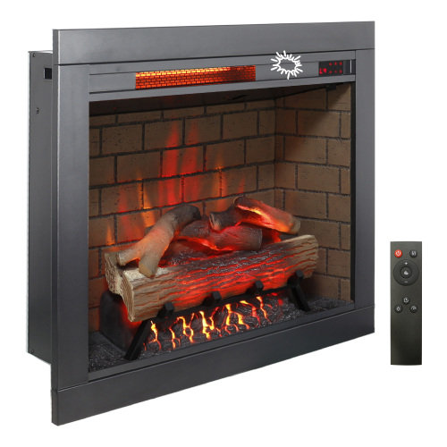 Canora Grey 28 inch Infrared Electric Fireplace with Removable Trim kit ...