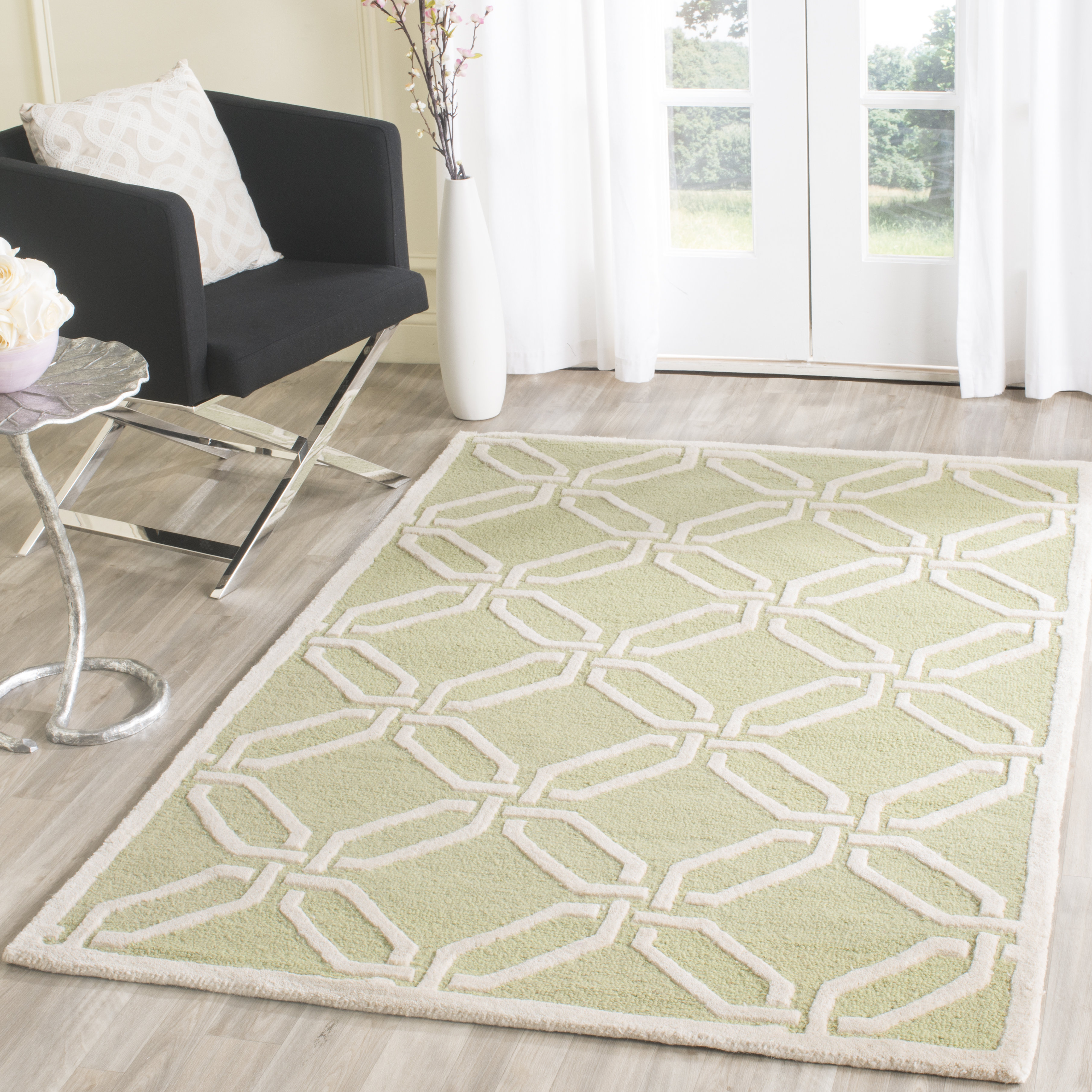 Winston Porter Cannen Hand-Tufted Wool Lime/Ivory Area Rug | Wayfair