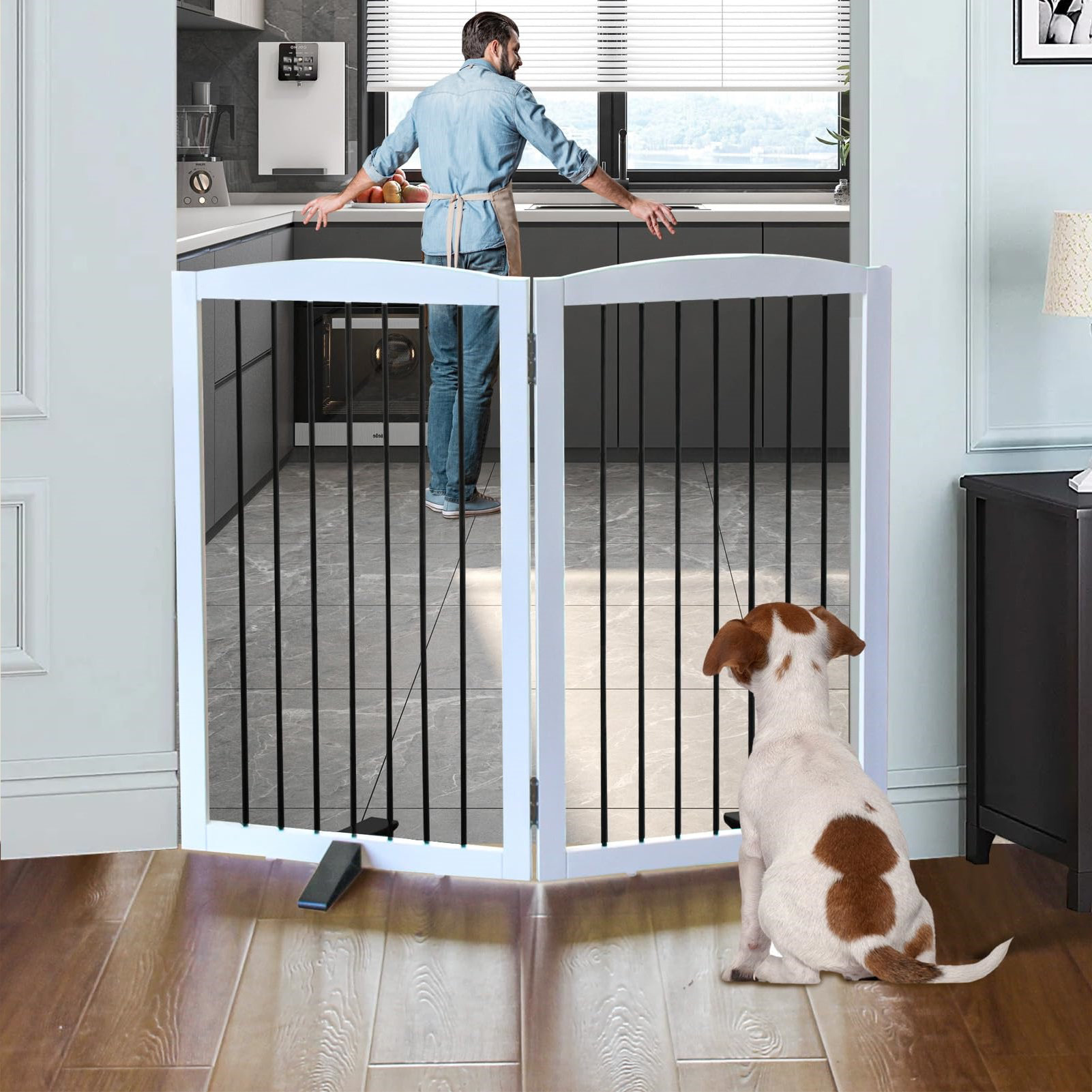 Archie & Oscar™ Freestanding Dog Gate Indoor, Foldable Dog Gates 32 ...