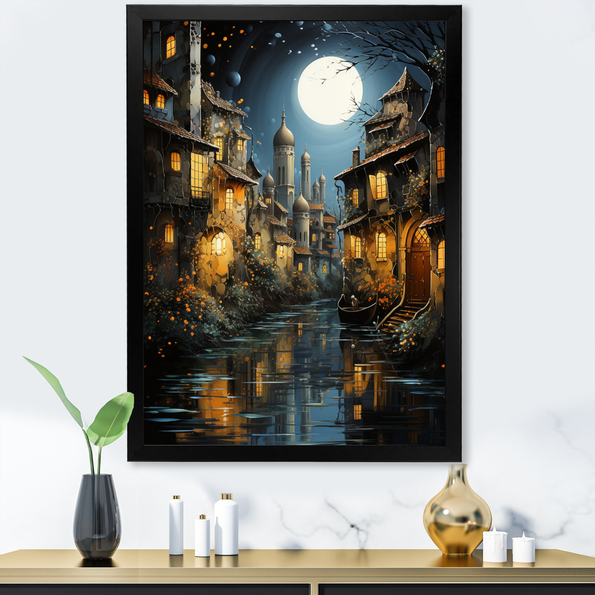 Darby Home Co Yellow Canal Surreal Waterways Magical - Cityscapes Wall ...