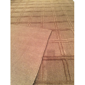 Pasargad NY Modern Windowpane Hand-Knotted Wool Brown Area Rug | Wayfair