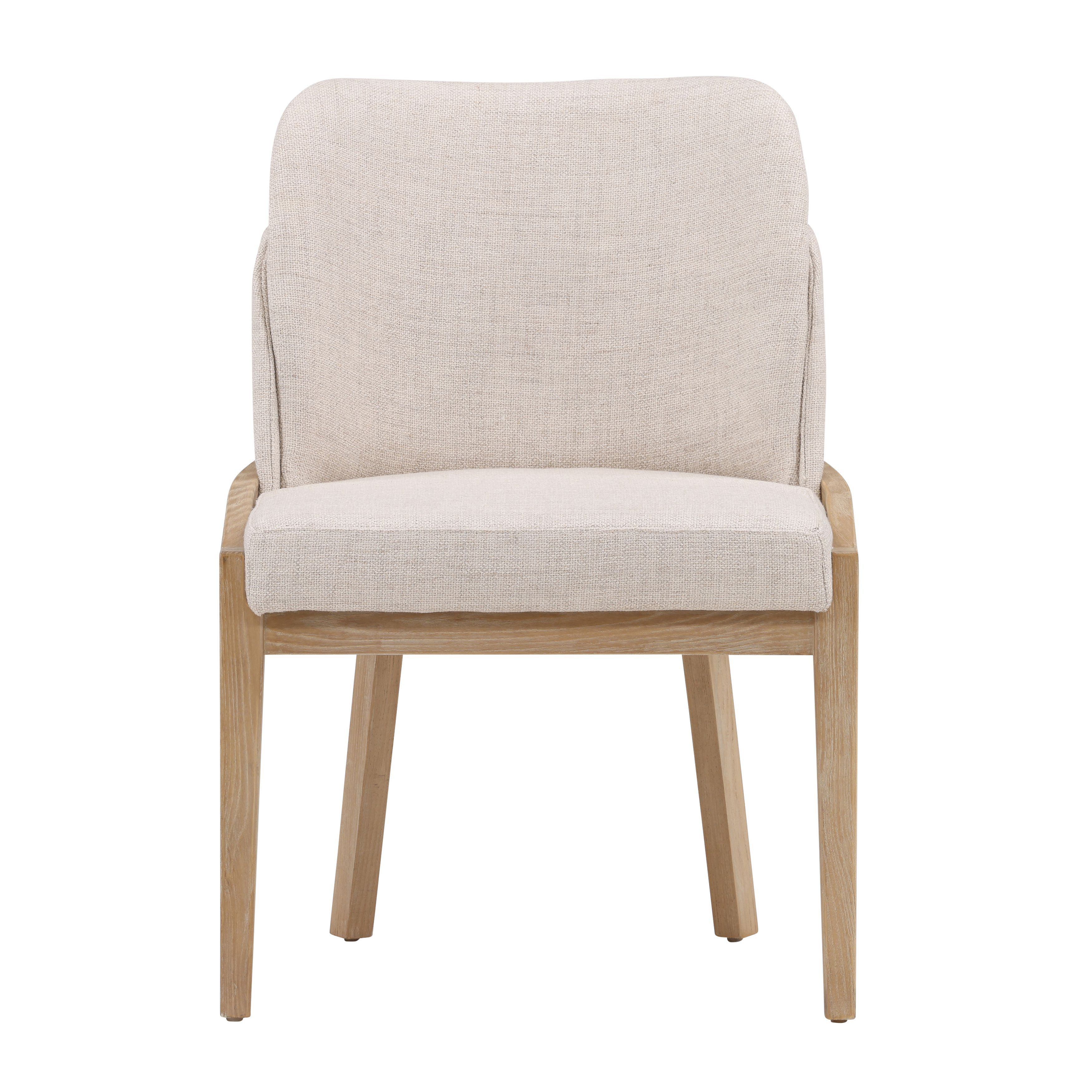 Latitude Run® Jacquelyn Elm Wood Upholstered Dining Chair, Off-white ...