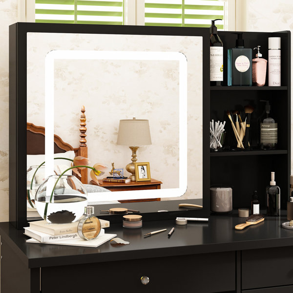 Latitude Run® Nafni 39.4'' Wide Vanity Set with Stool and Mirror ...