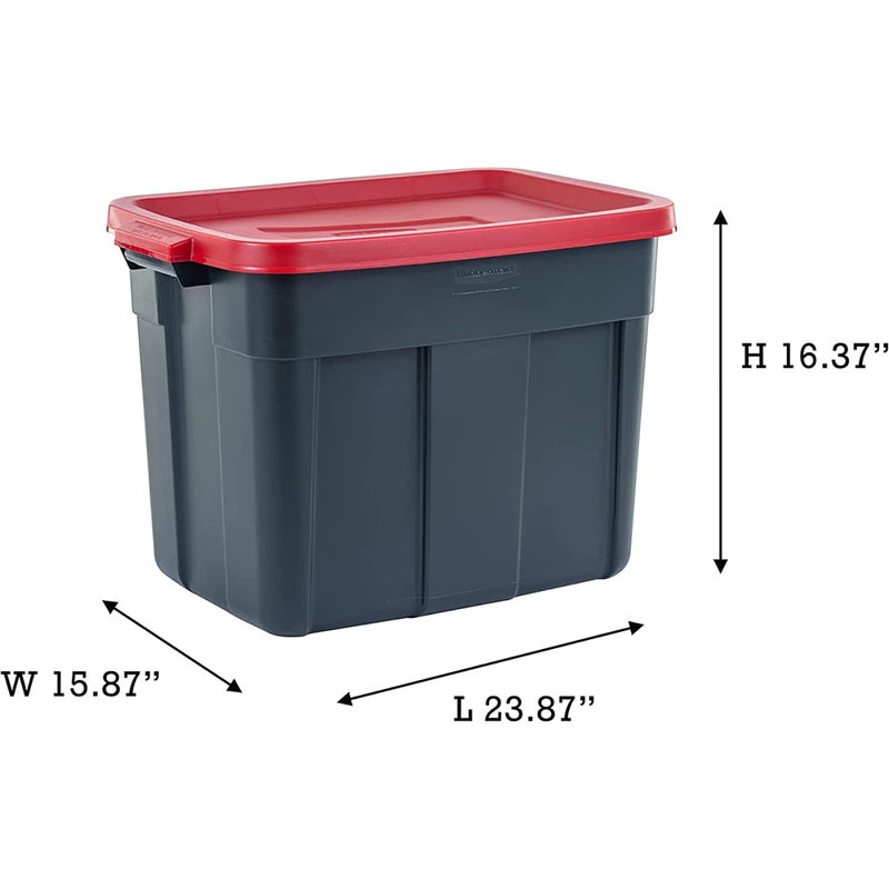 Rubbermaid Roughneck Holiday Storage Totes, 18 Gal, 6 Pack, Green/Red ...