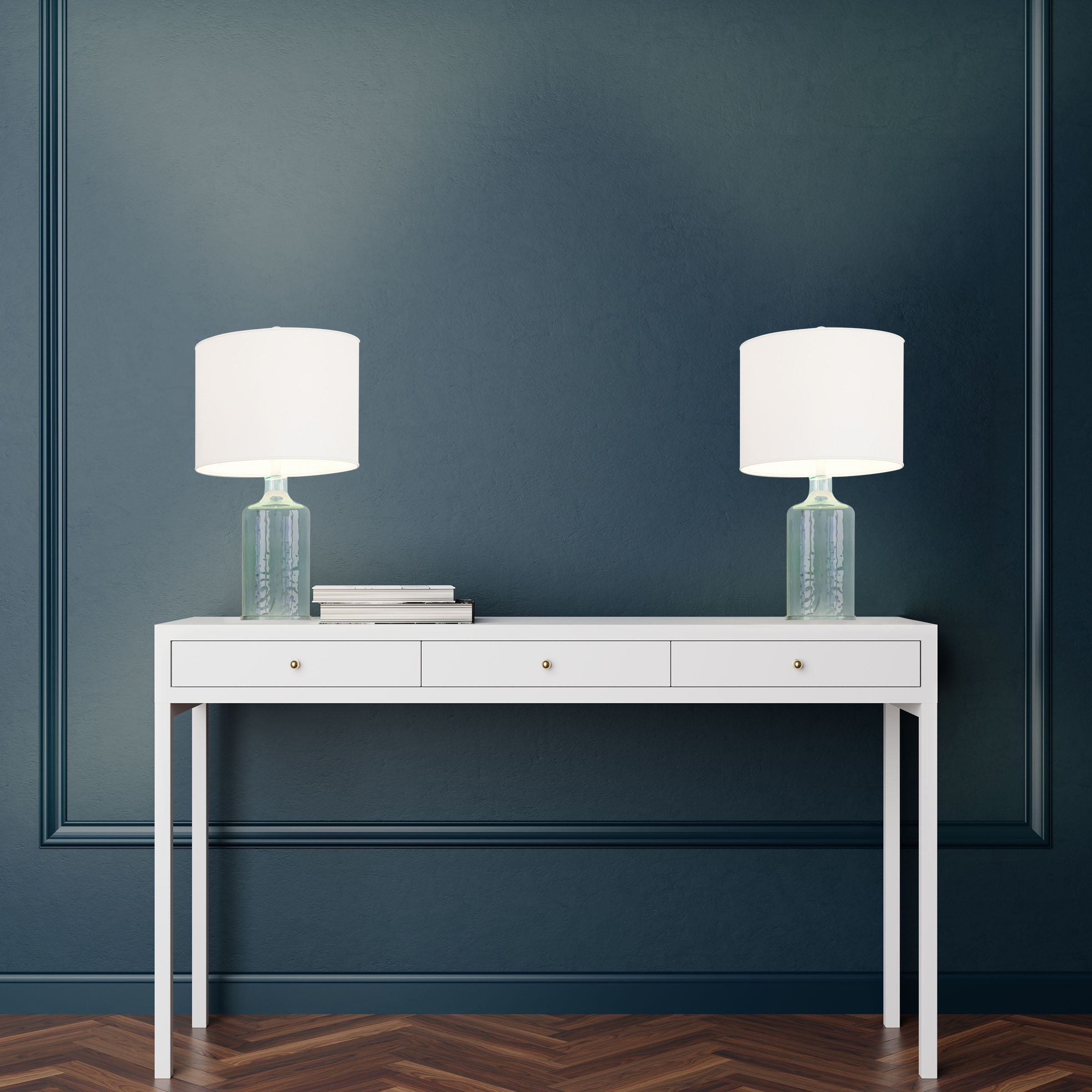 Latitude Run® Set of 2 Glass Table Lamps, Blue | Wayfair