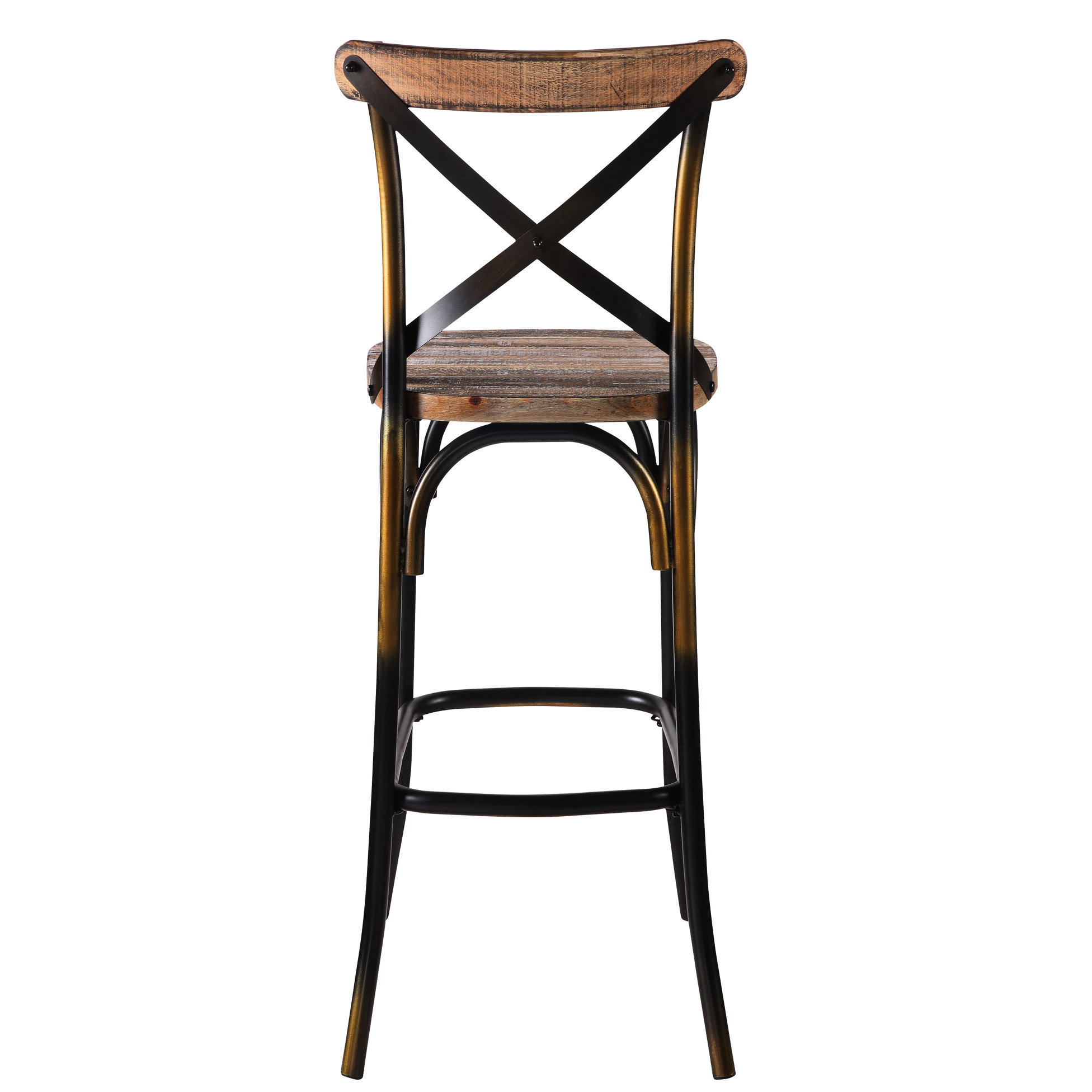 August Grove® Cross Back Bar Stool In Antique Oak - Footrest & Seat ...