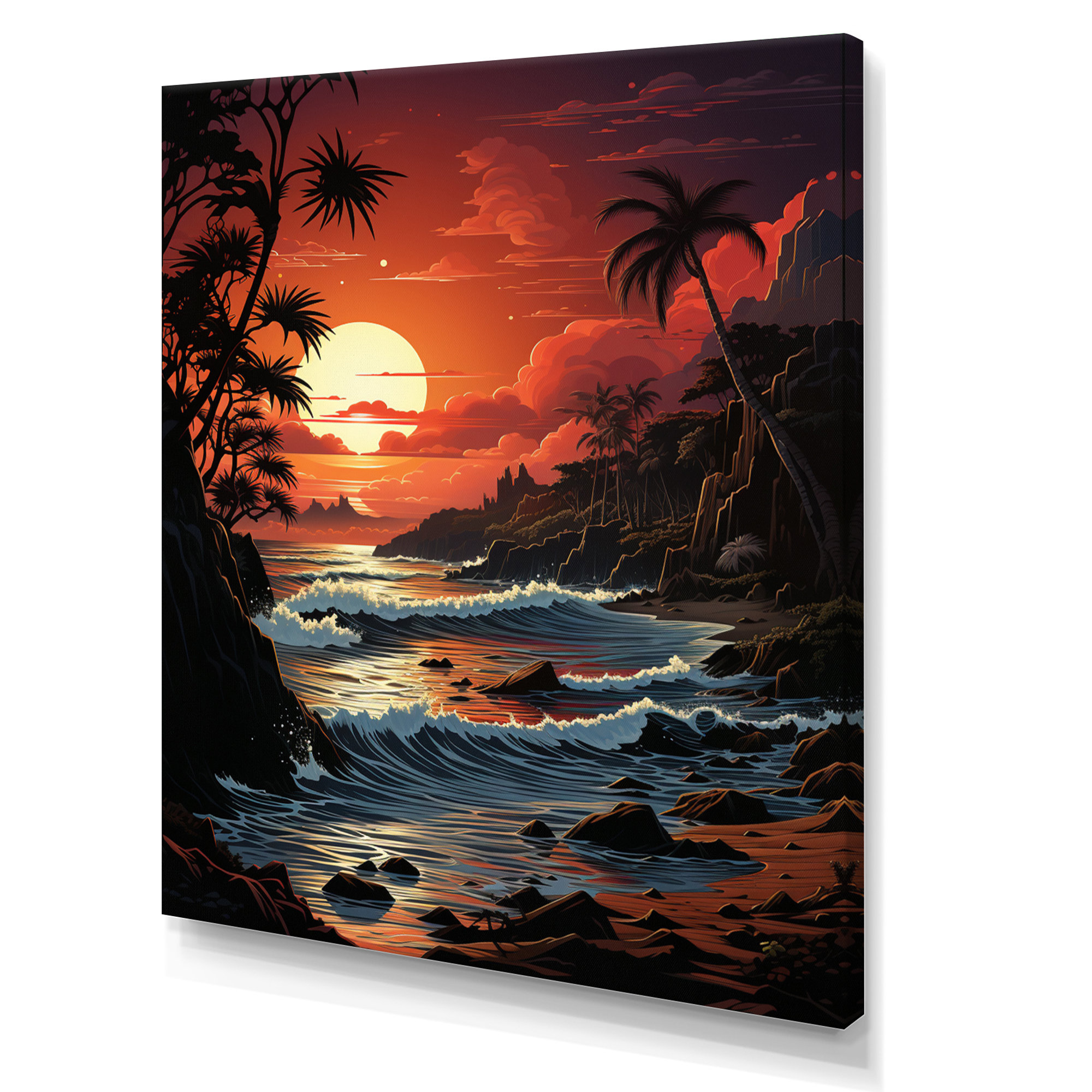 Dovecove Applecroft Beach Crimson Sunset Papercut III | Wayfair