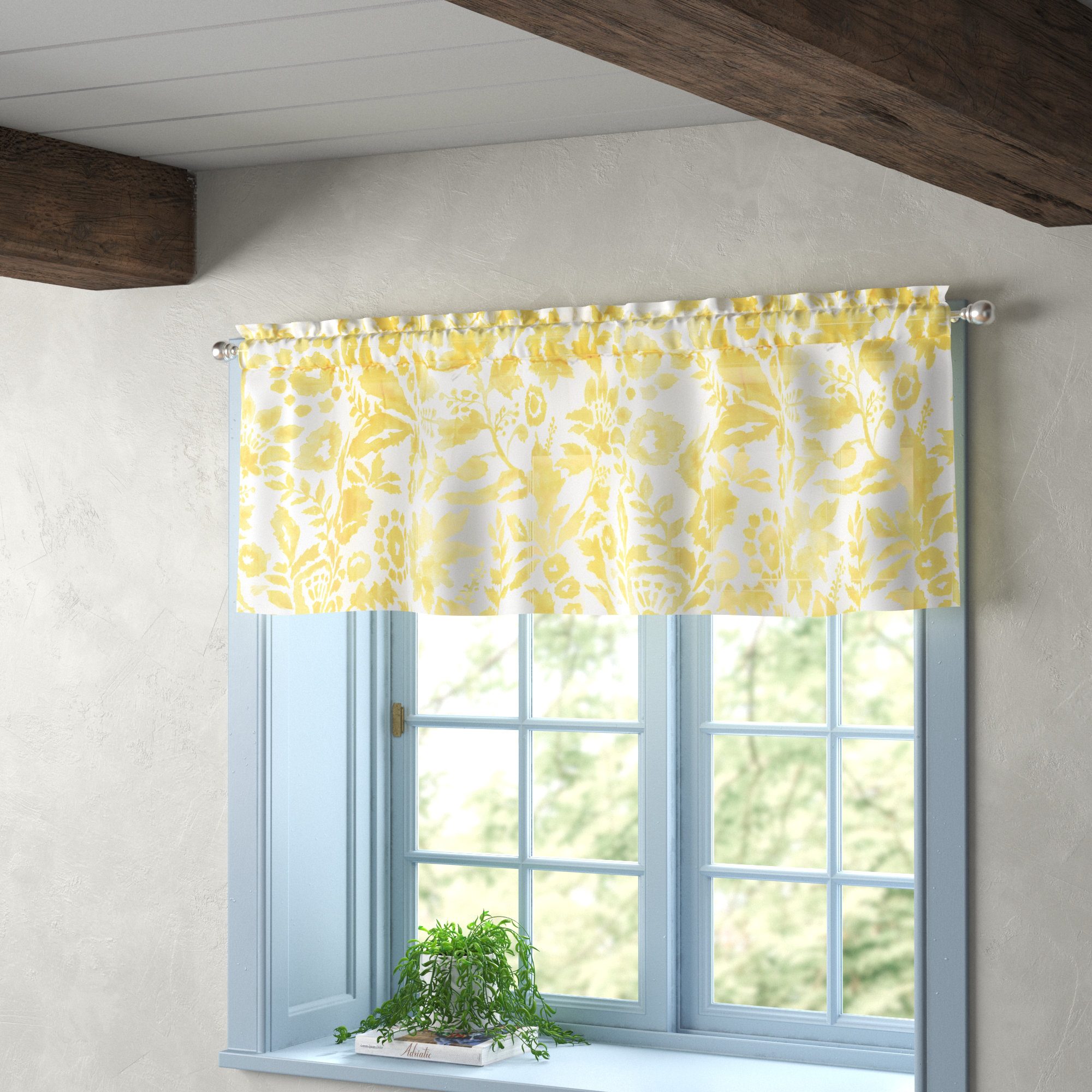 Red Barrel Studio® 2 Pack Floral Valances Blackout Kitchen Valances ...