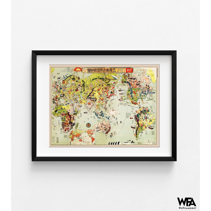 WeFrameArt Cartoon Map Of The Current World Situation By Vintage Maps ...