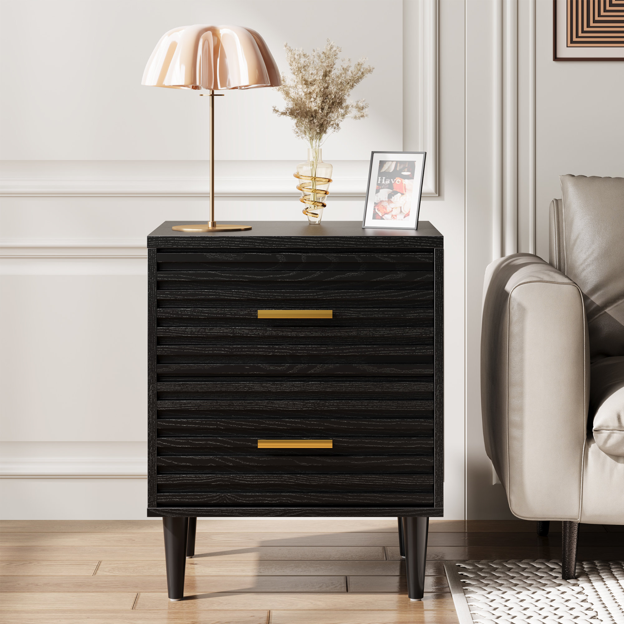 Mercer41 Sieglind Brown Night Stand, Bedside Table, Nightstands with ...