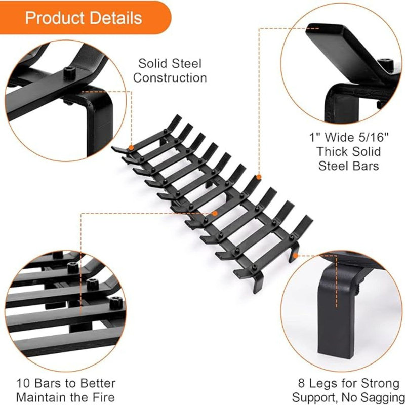 Arlmont & Co. 24" Fireplace Grate or Wood Stove Grate Rack | Wayfair