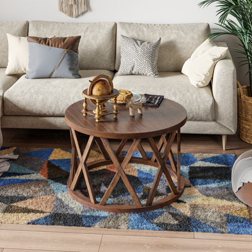 Country / Farmhouse Round Coffee Tables You'll Love | Wayfair