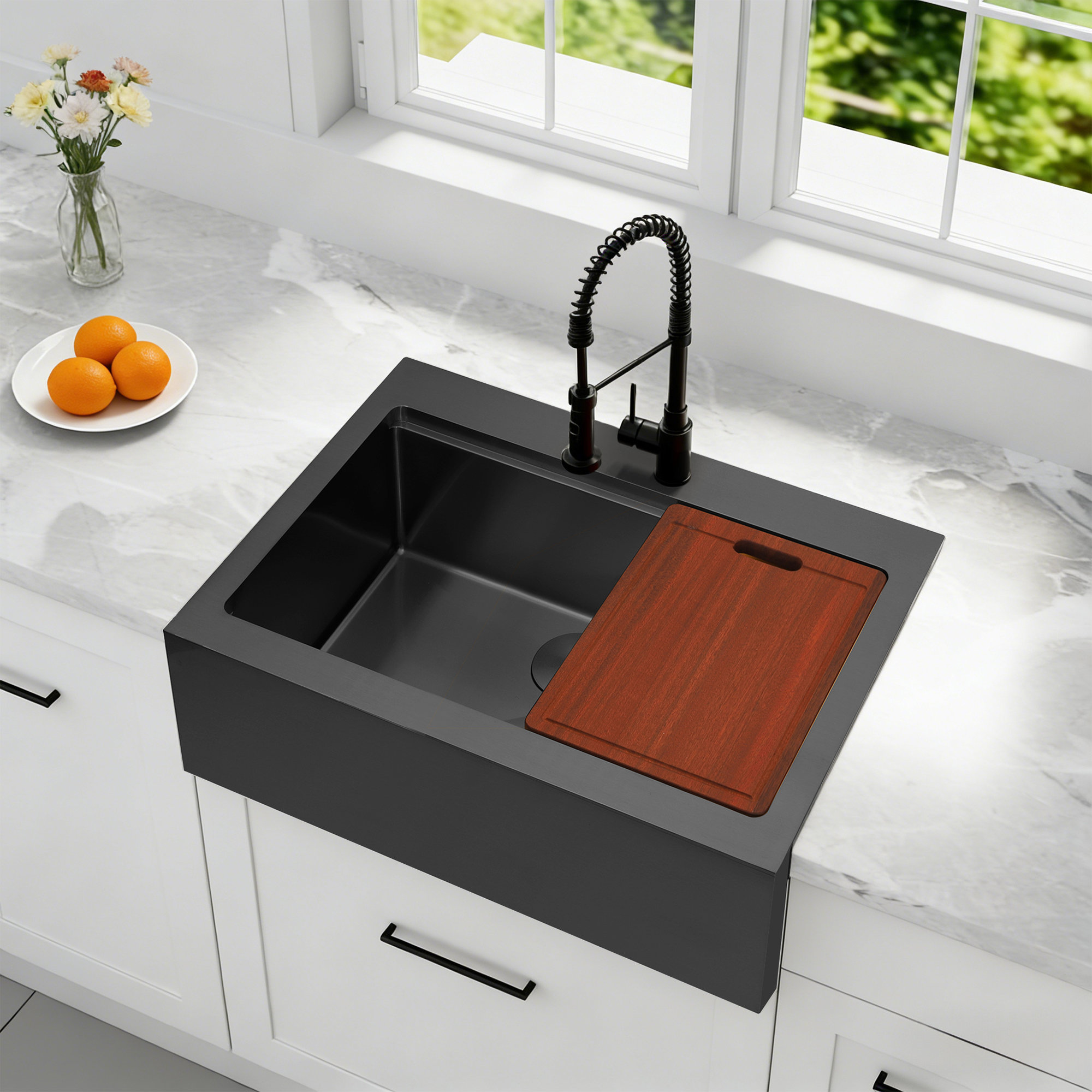 Lorenz Lorenz 30"L x 22"W Farmhouse Drop In 16 Gauge Workstation ...