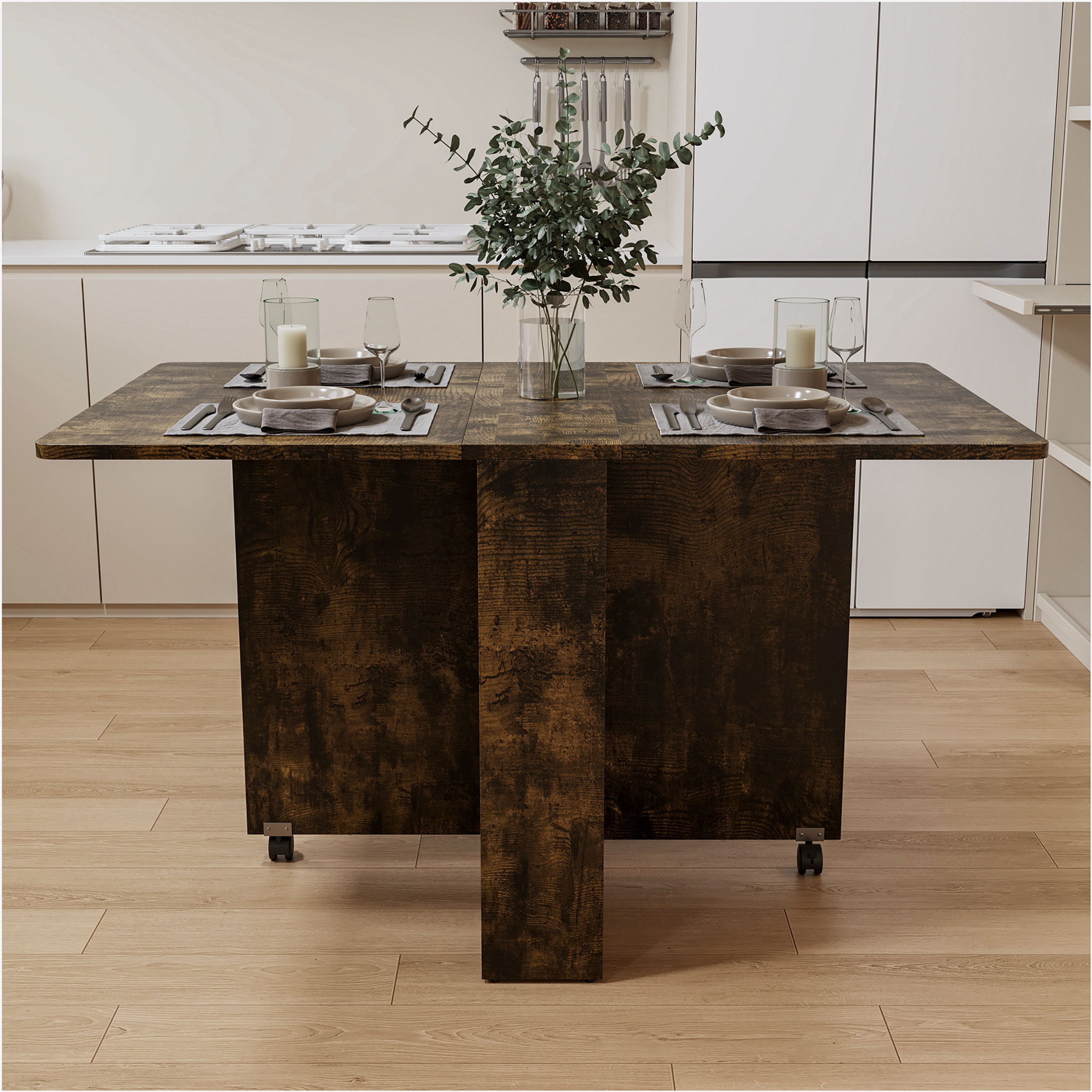 Millwood Pines Fully unfolded 51.18 inches brown foldable table ...