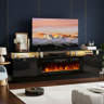 Latitude Run® All-Black 70-Inch TV Cabinet With Shelving And Storage ...