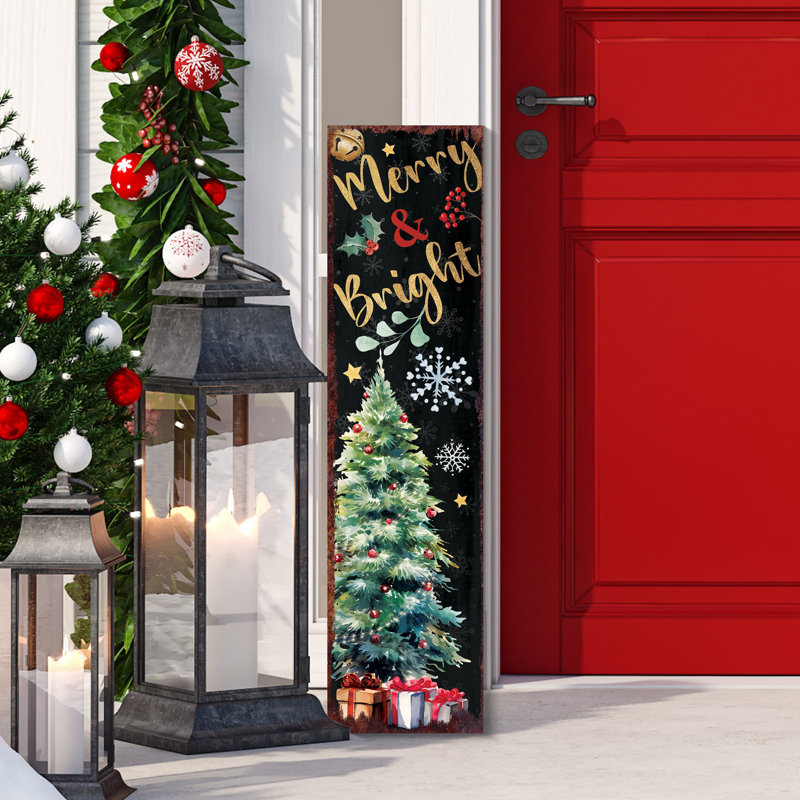 The Holiday Aisle® Merry and Bright Christmas Door Mural | Wayfair