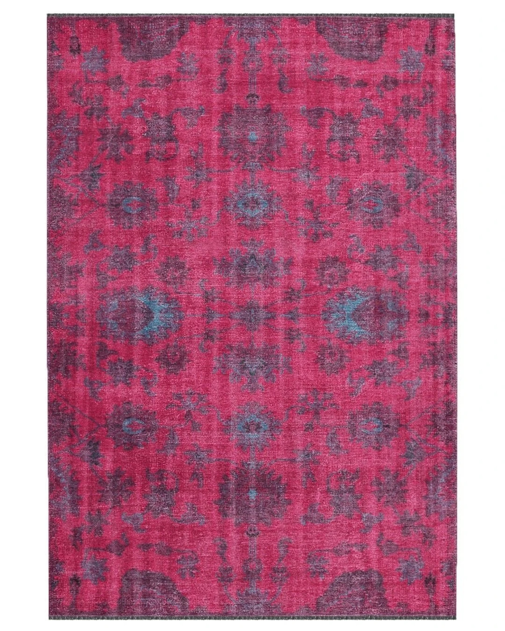 Bungalow Rose Tarango Oriental Fuschia Blue Machine Woven Cotton ...