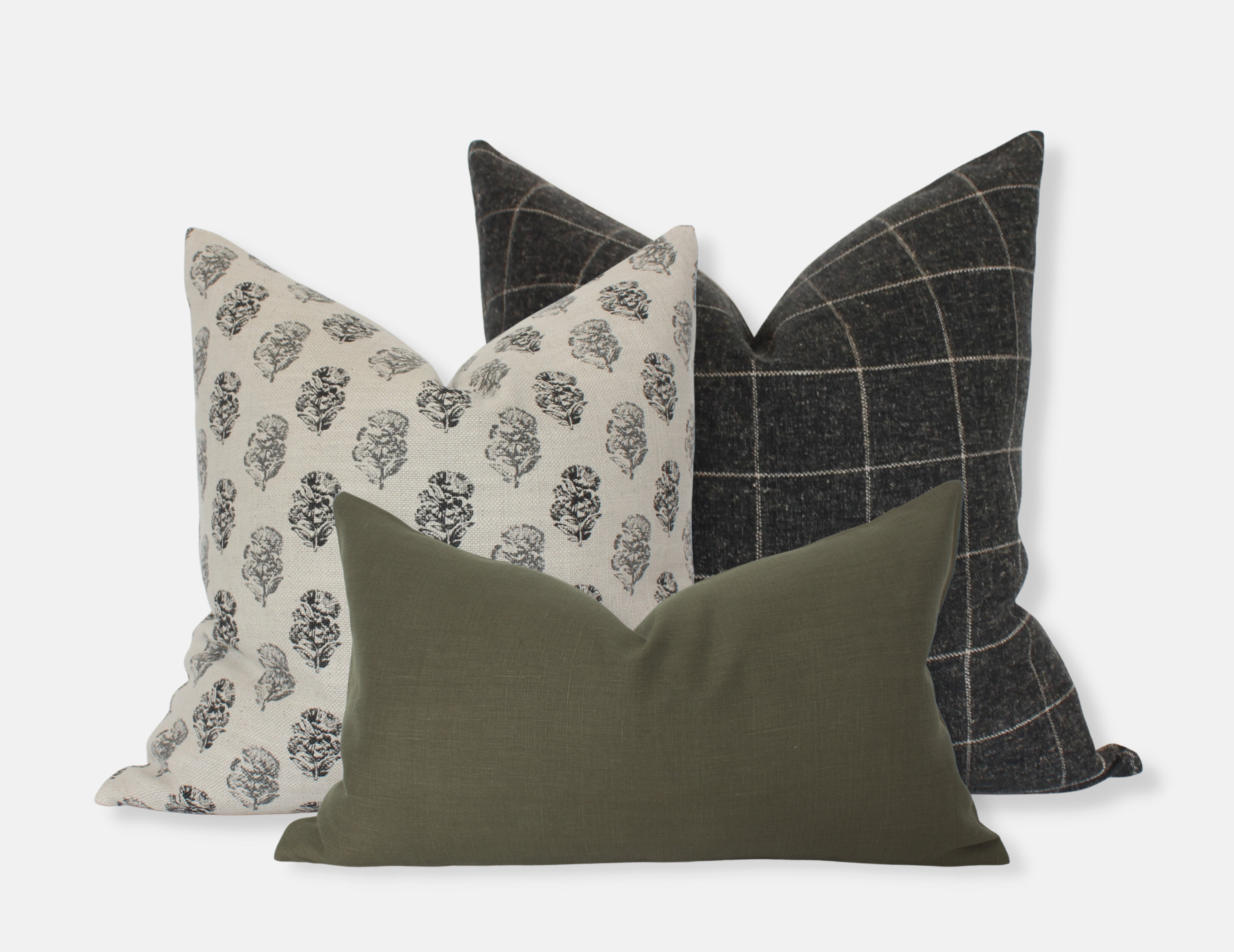 Textileish Modern Pillow Set Of 3, Throw Pillows For Couch Green | Wayfair
