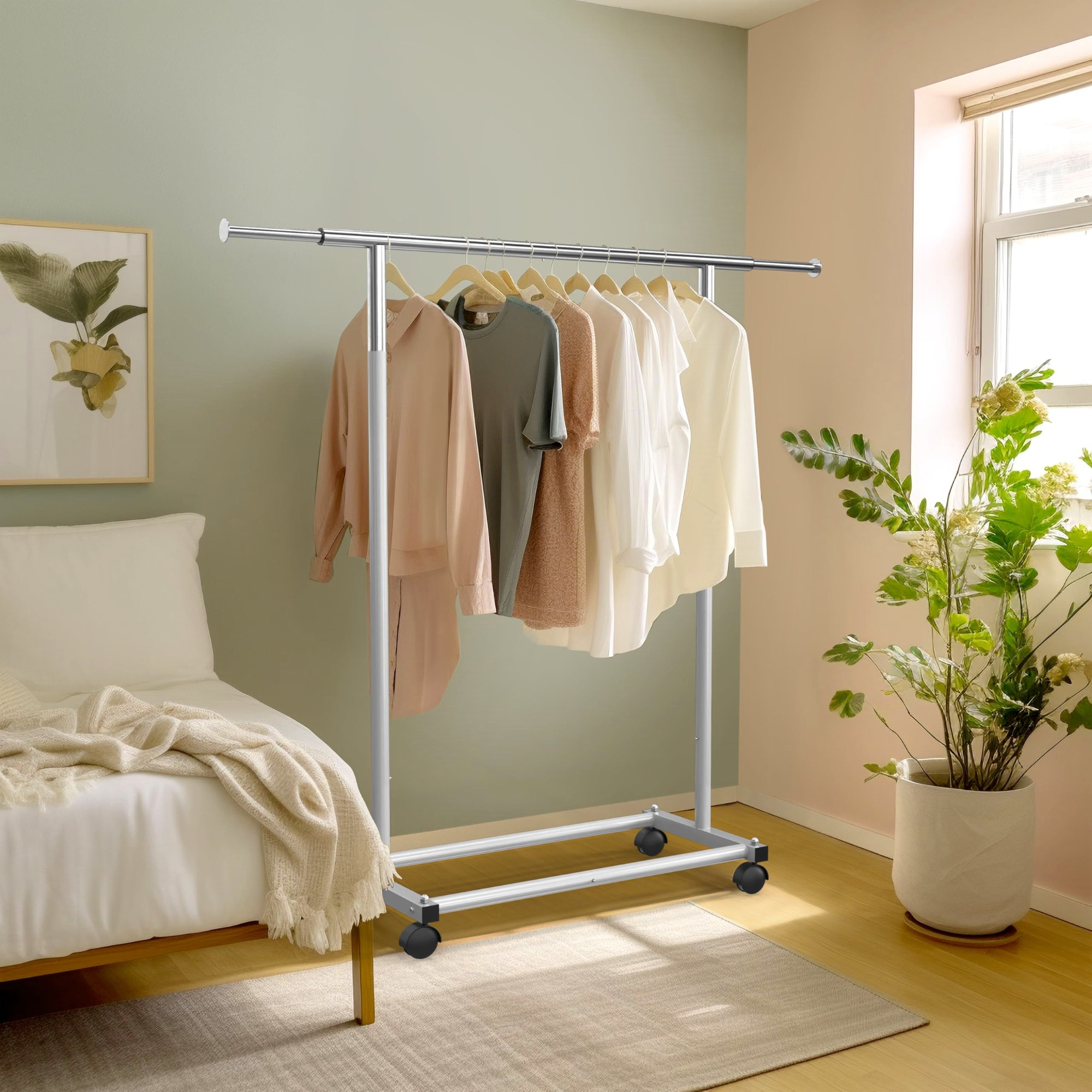Rebrilliant Free Standing Extendable Horizontal Rods Standard Garment ...