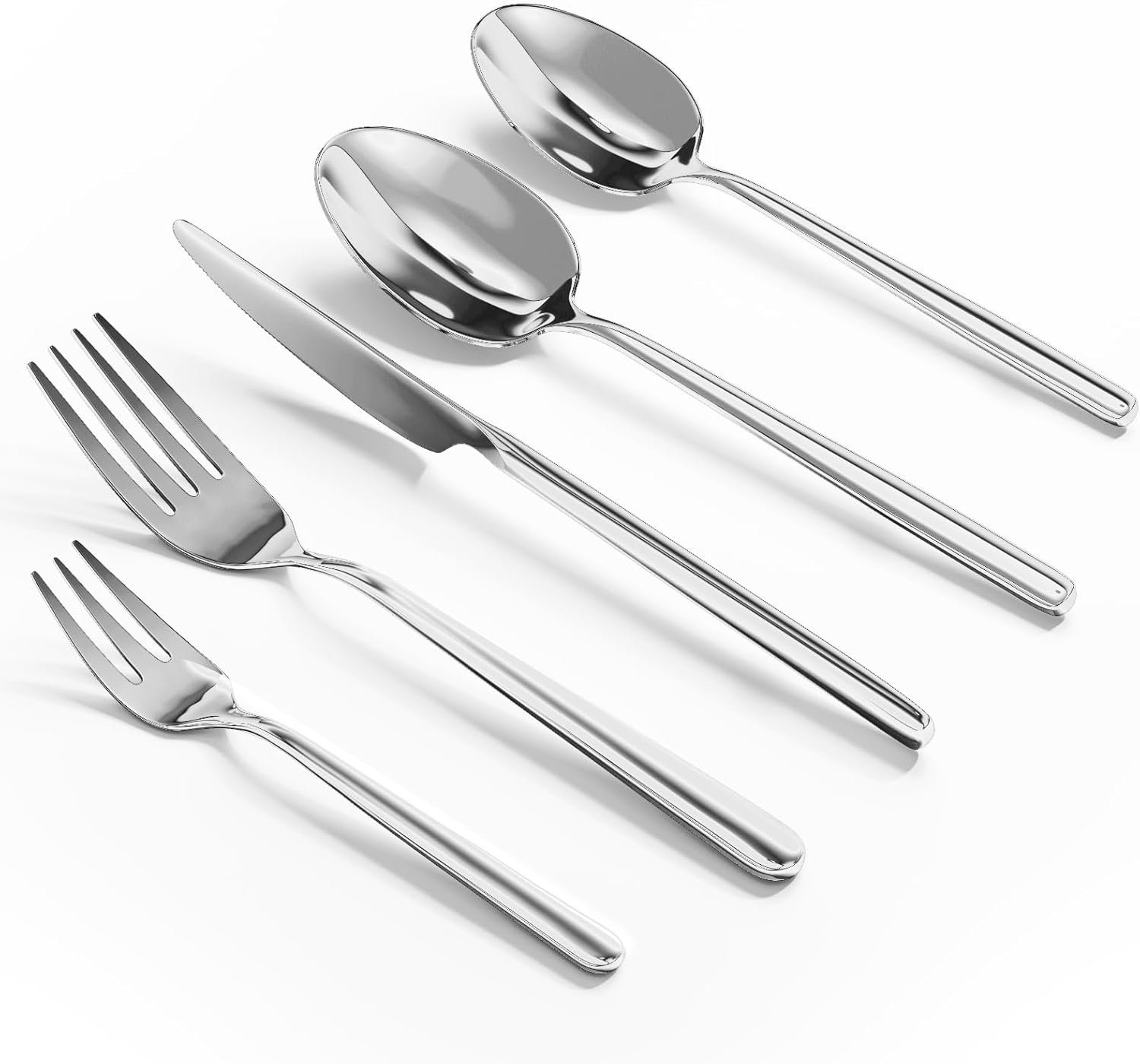Mercer41 20-Piece Stainless Steel Flatware Set With Mirror Polish ...