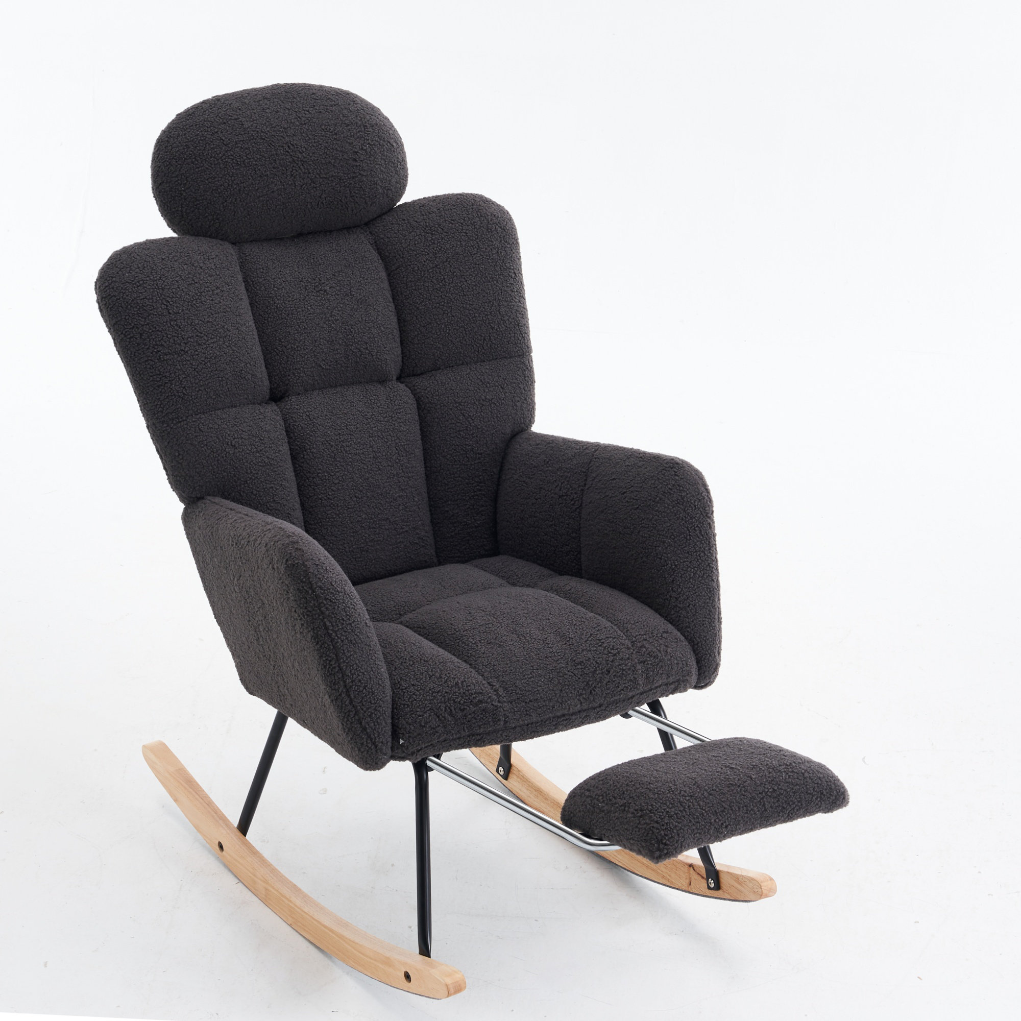 Latitude Run® Teddy Fabric Upholstered Nursery Rocking Chair With ...