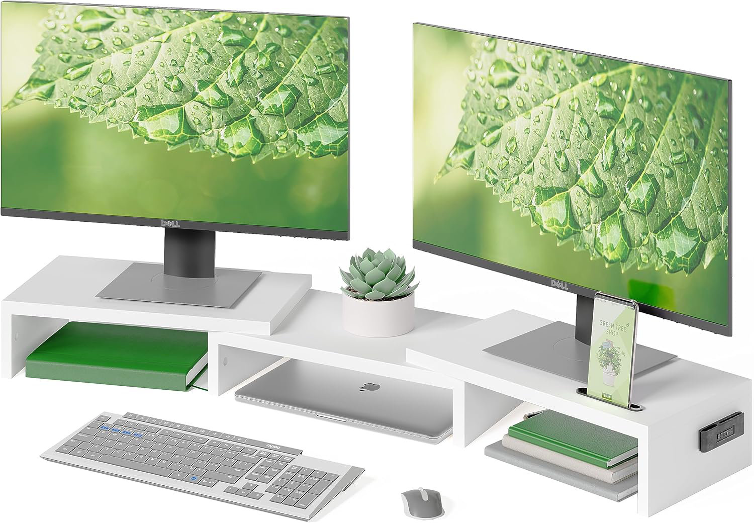 X－MAX FURNITURE Dual Monitor Stand Riser With Smartphone Holder ...