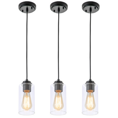 17 Stories Vinatge Adjustable Hanging Light Fixtures With Seeded Clear ...