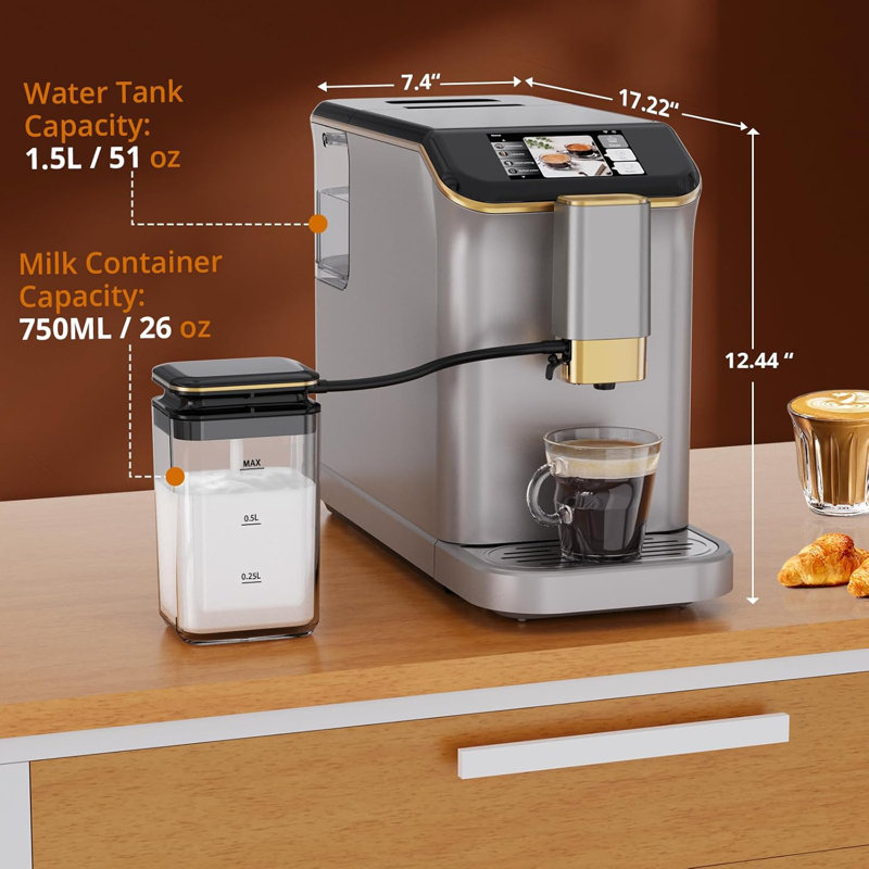 Fashionwu Fully Automatic Espresso Coffee Machine With Milk Frother, 8 ...