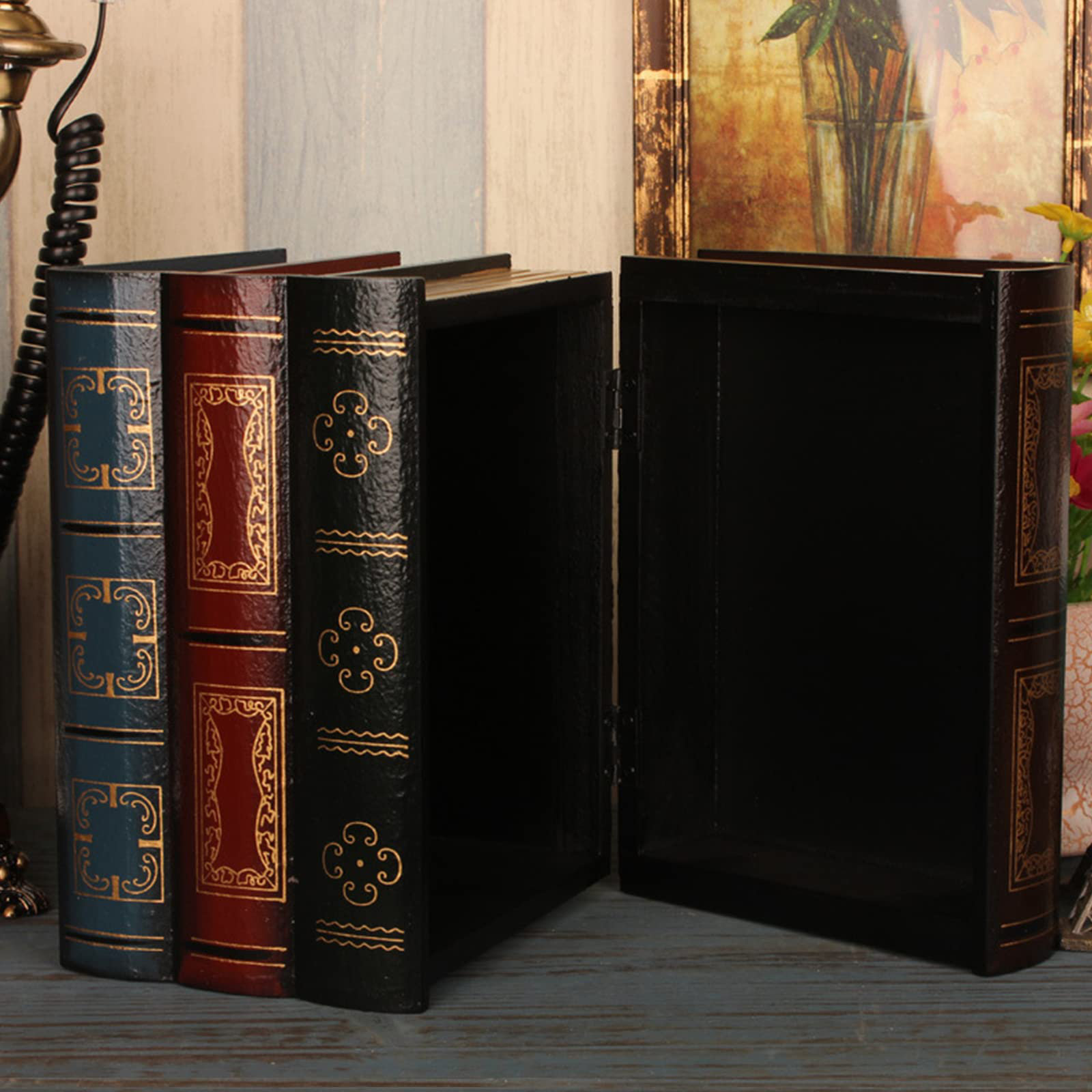 Alcott Hill® Wooden Antique Decorative Book Boxes Vintage Book Storage ...