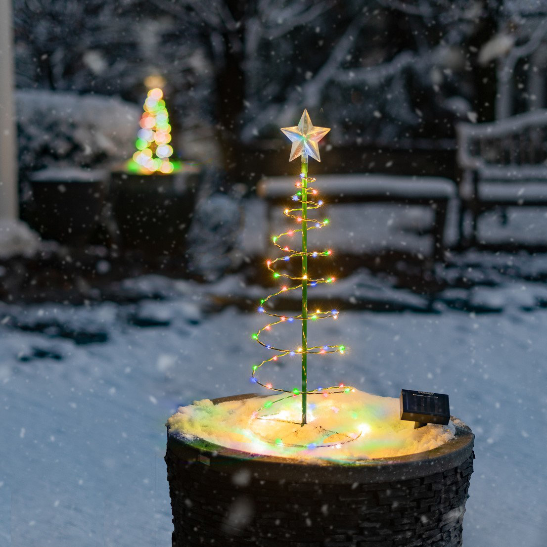 Touch of ECO 2 ft. Outdoor Solar Pre-Lit LED Spiral Christmas Tree ...